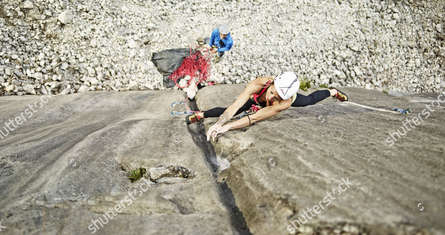 Model Released Woman Lead Climbing Gully Editorial Stock Photo - Stock ...