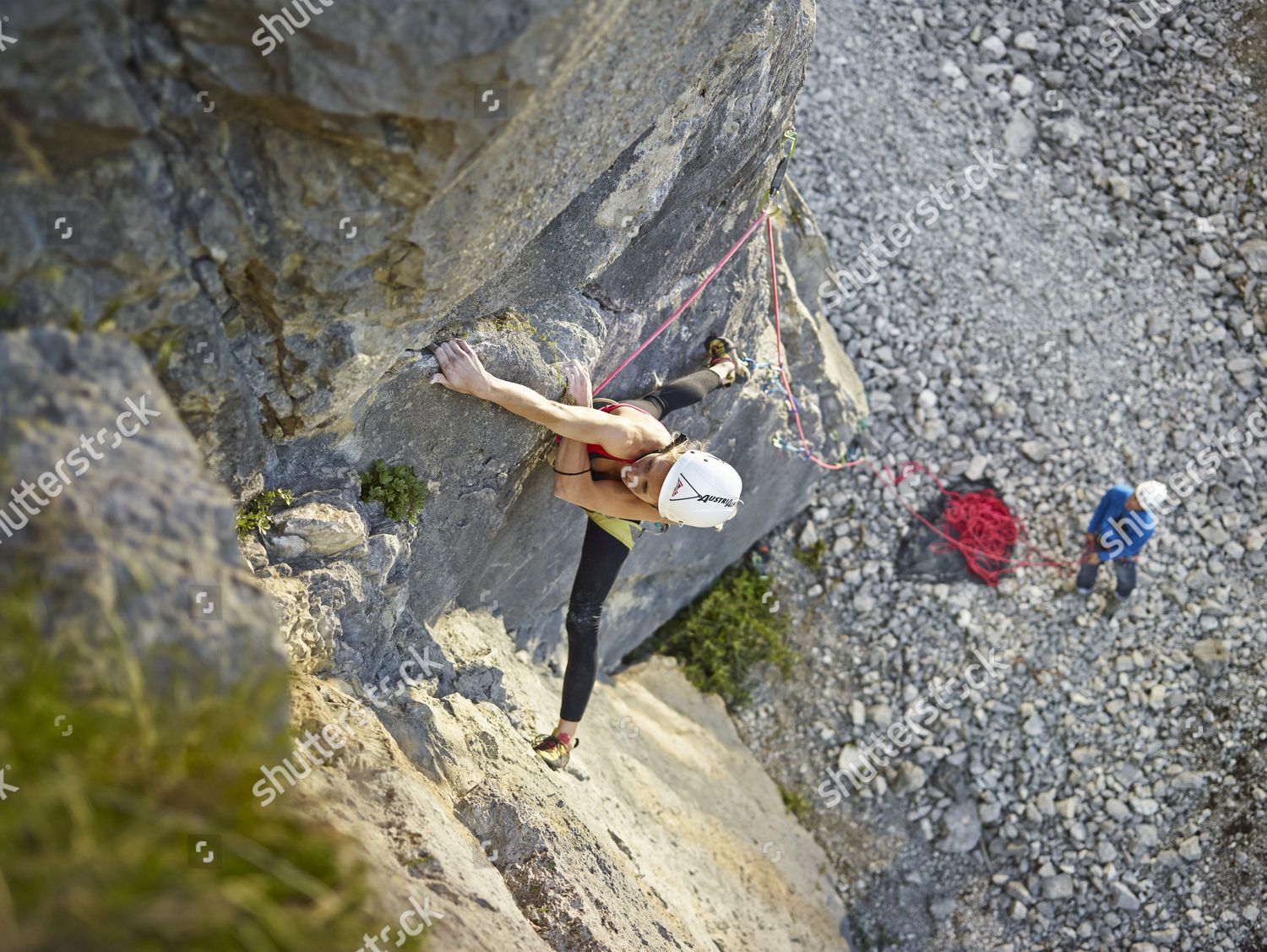 Model Released Woman Lead Climbing Ledge Editorial Stock Photo - Stock ...