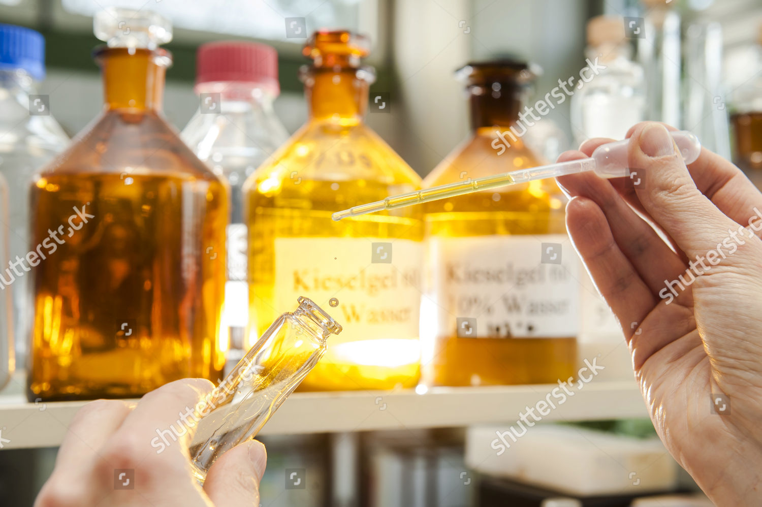Laboratory Worker Using Pipette Fill Chemical Editorial Stock Photo ...