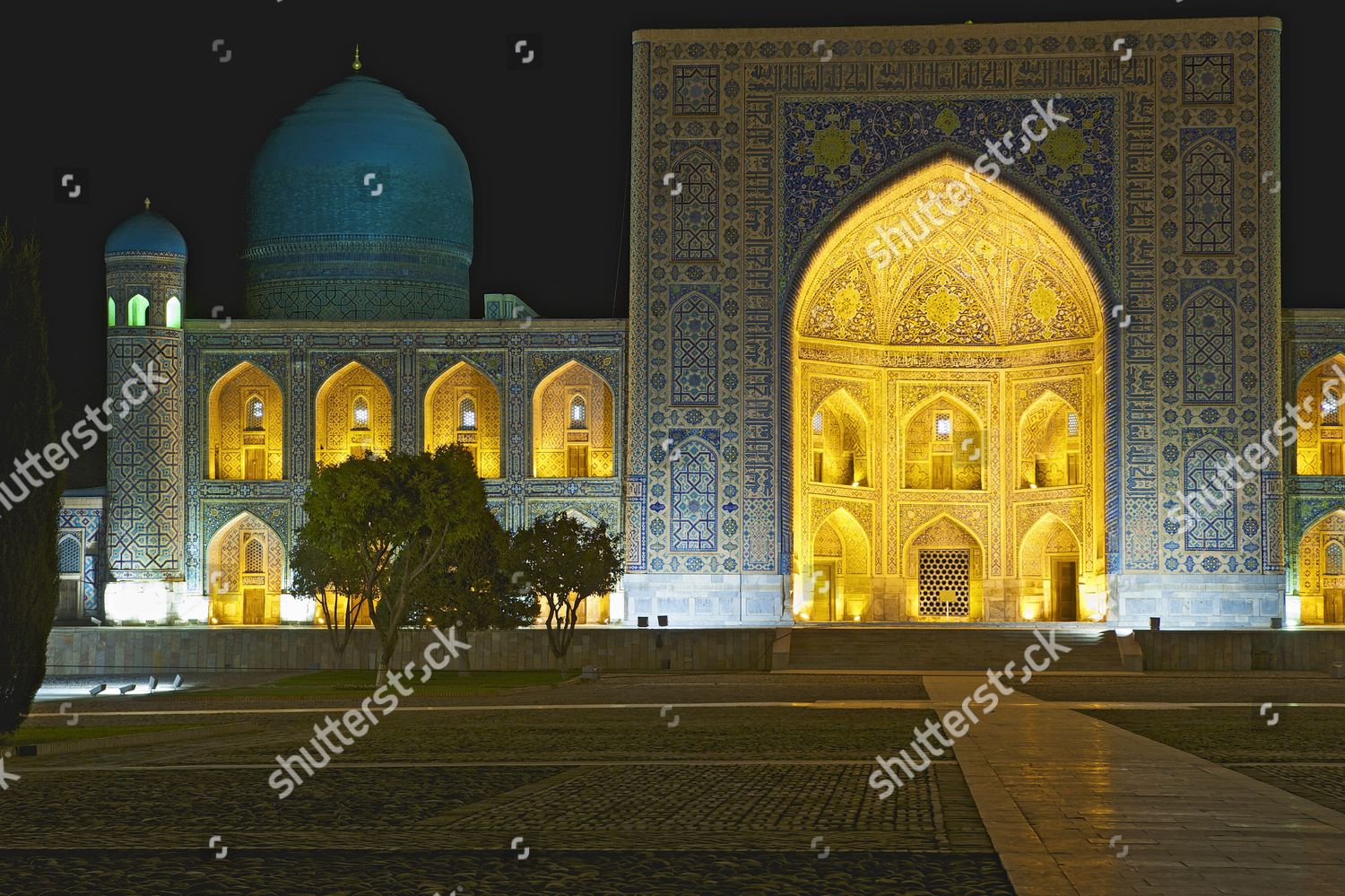 Registan Night Samarkand Uzbekistan Editorial Stock Photo - Stock Image ...