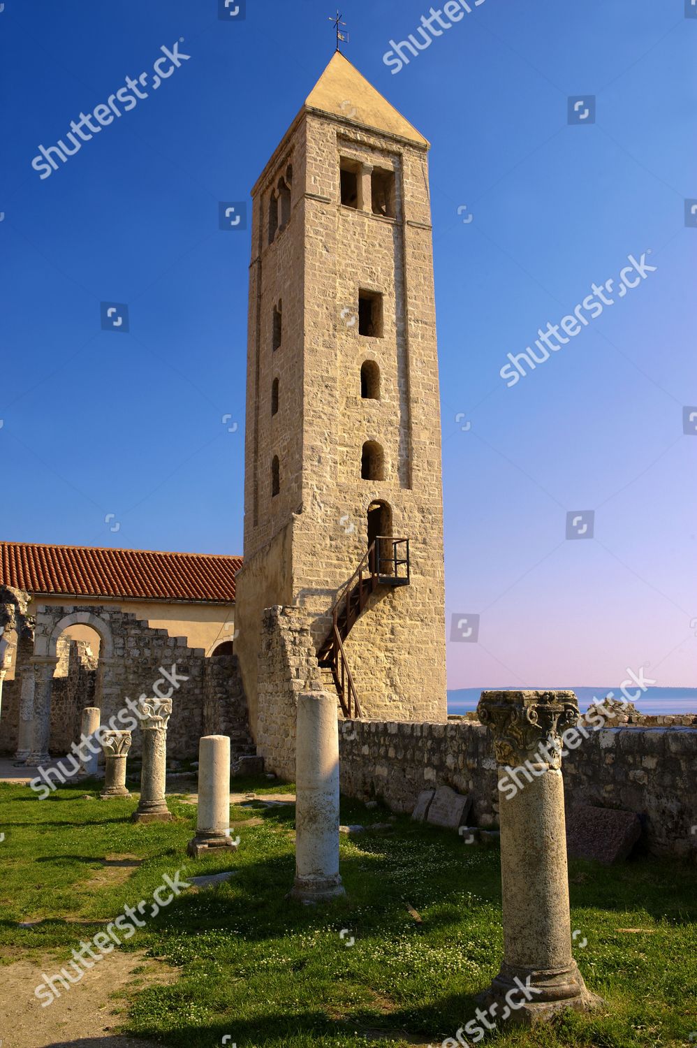 Romanesque Bell Tower Medieval Pillars Church Editorial Stock Photo ...