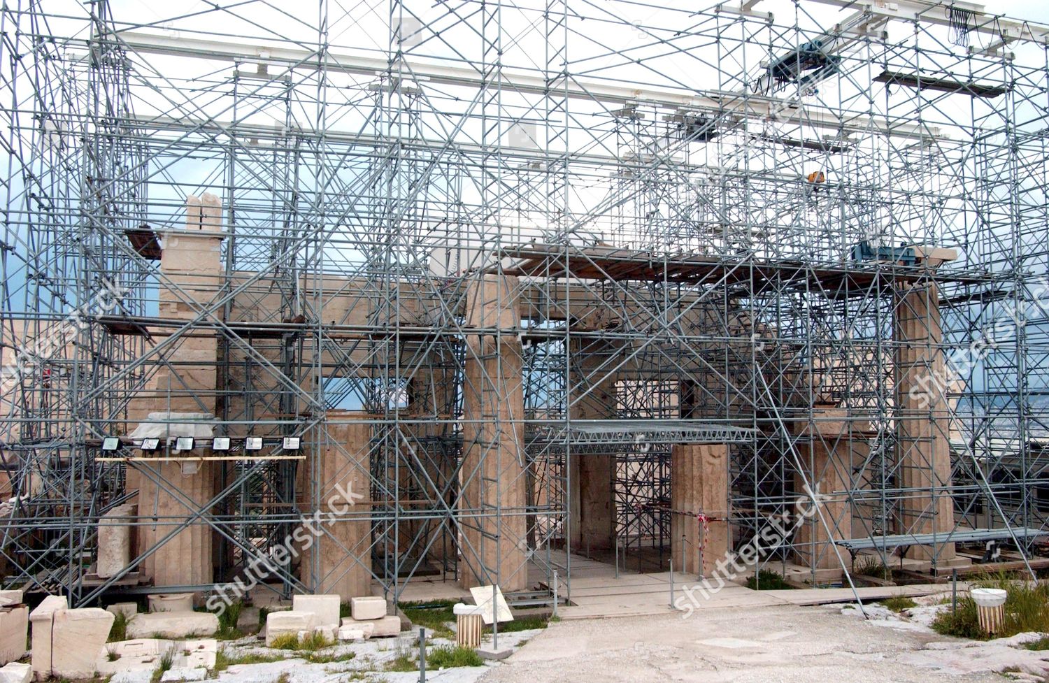 Acropolis Full Scaffolding Editorial Stock Photo - Stock Image ...