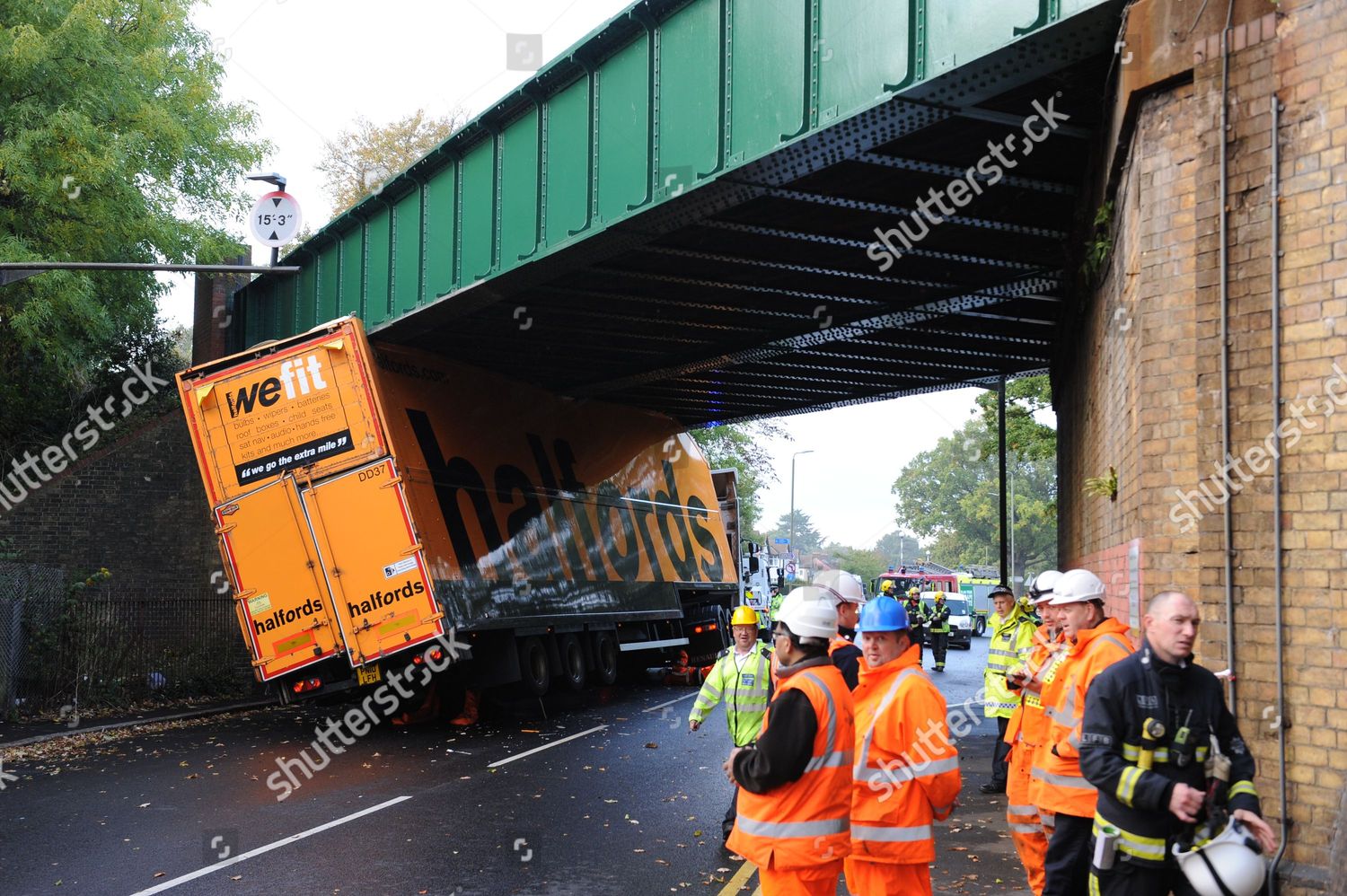 Halfords Lorry Gets Stuck Under Railway Editorial Stock Photo - Stock ...