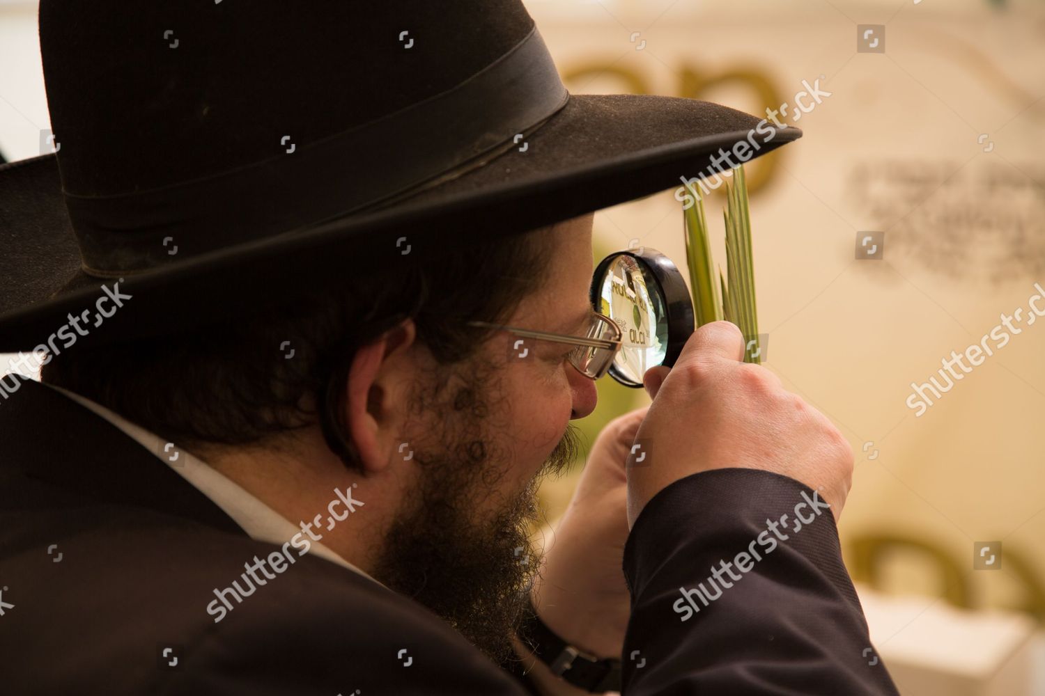 Orthodox Jew Uses Magnifier Inspect Palm Editorial Stock Photo - Stock ...