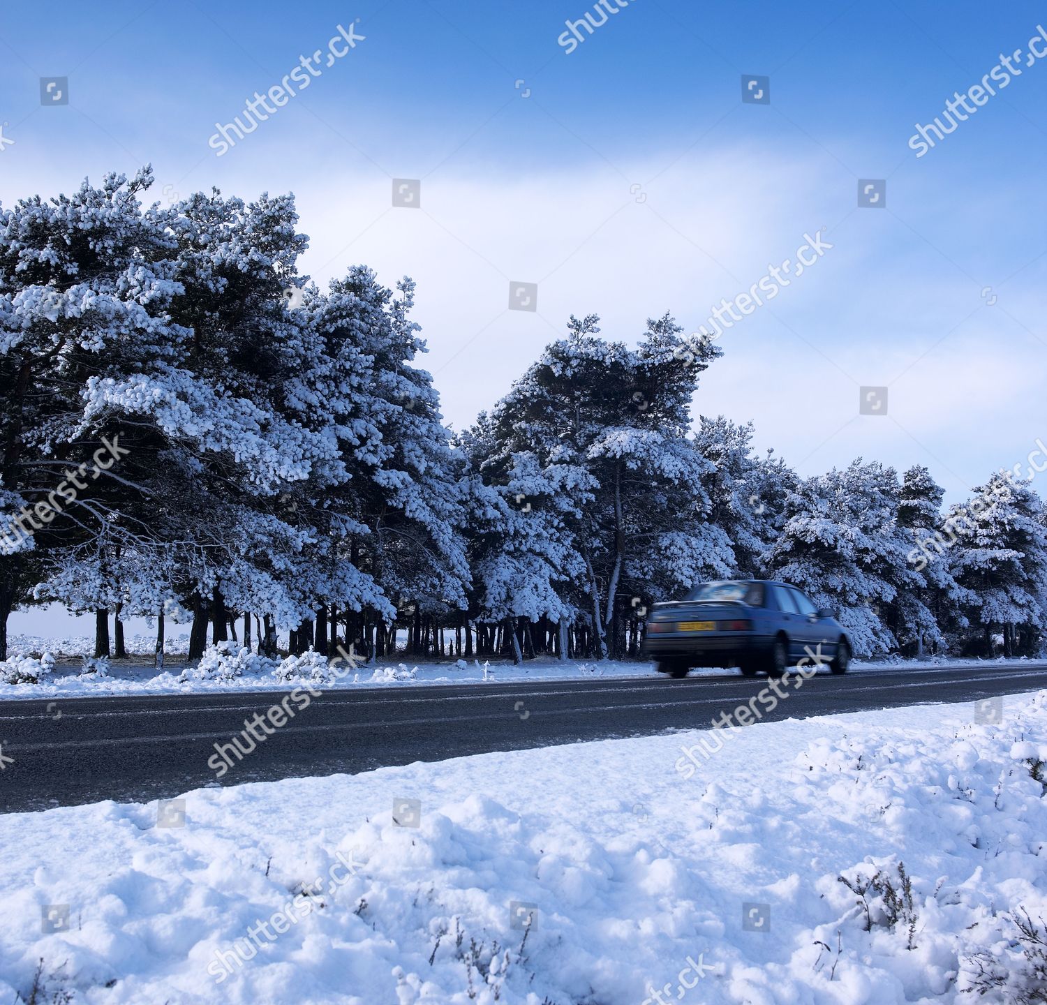 Snowy Road Scene New Forest England Editorial Stock Photo - Stock Image ...