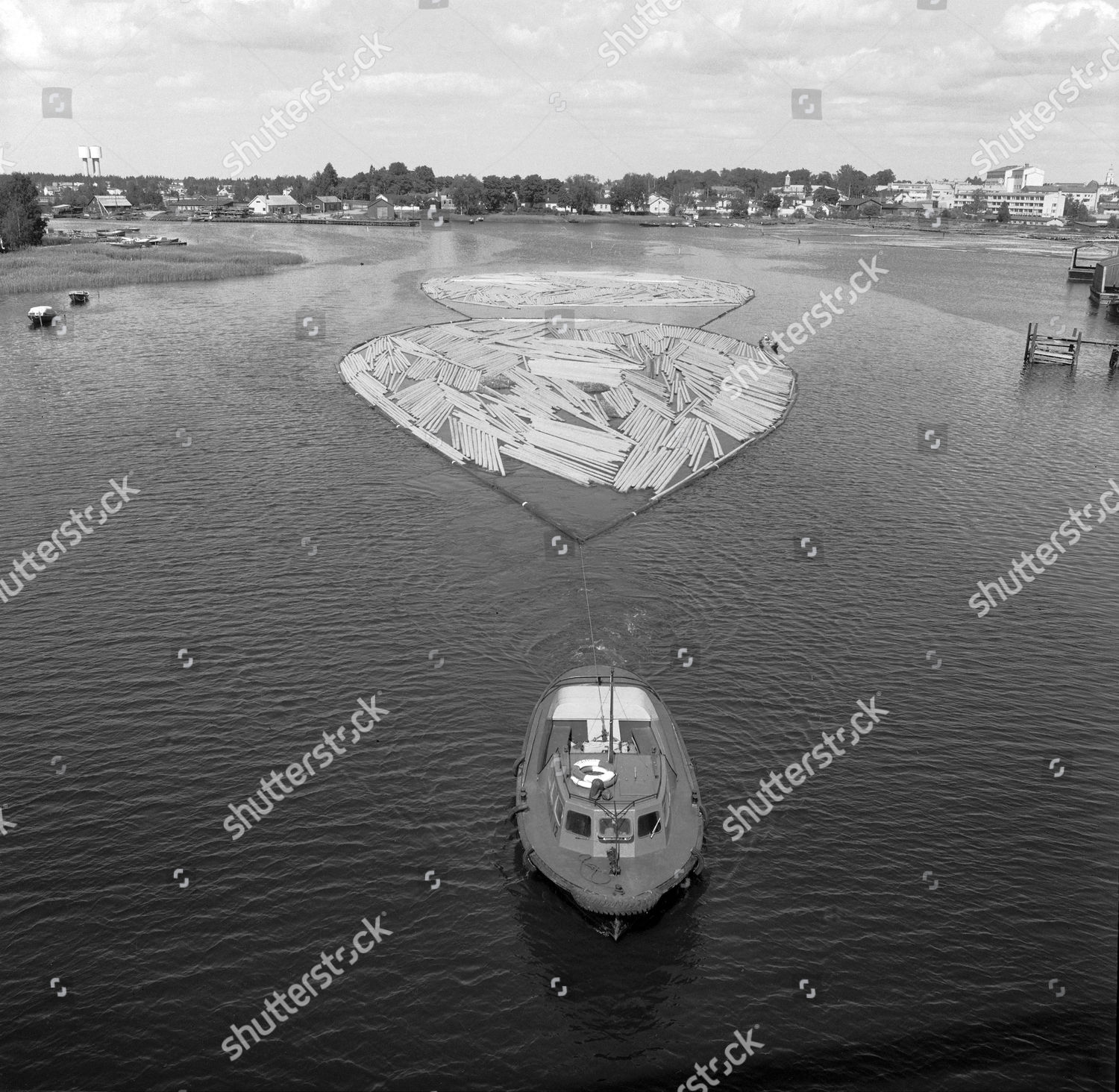 Tug Boat Pulling Logs Hamina 1964 Editorial Stock Photo - Stock Image ...