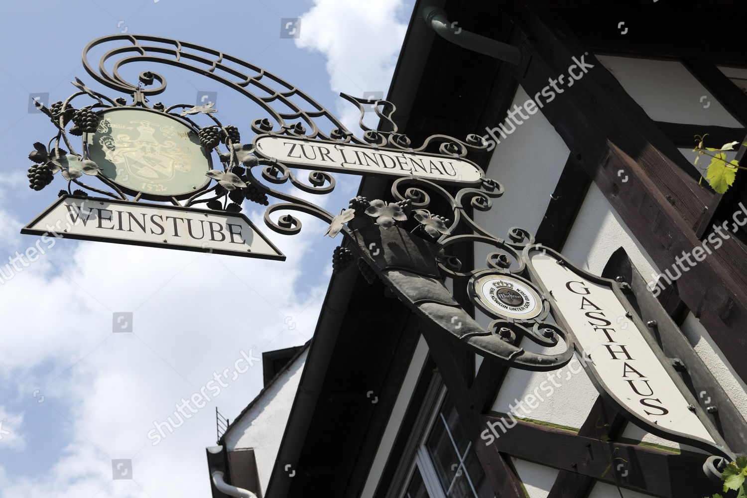 Sign Weinstube Zur Lindenau Ruedesheim Halftimbered Editorial Stock ...
