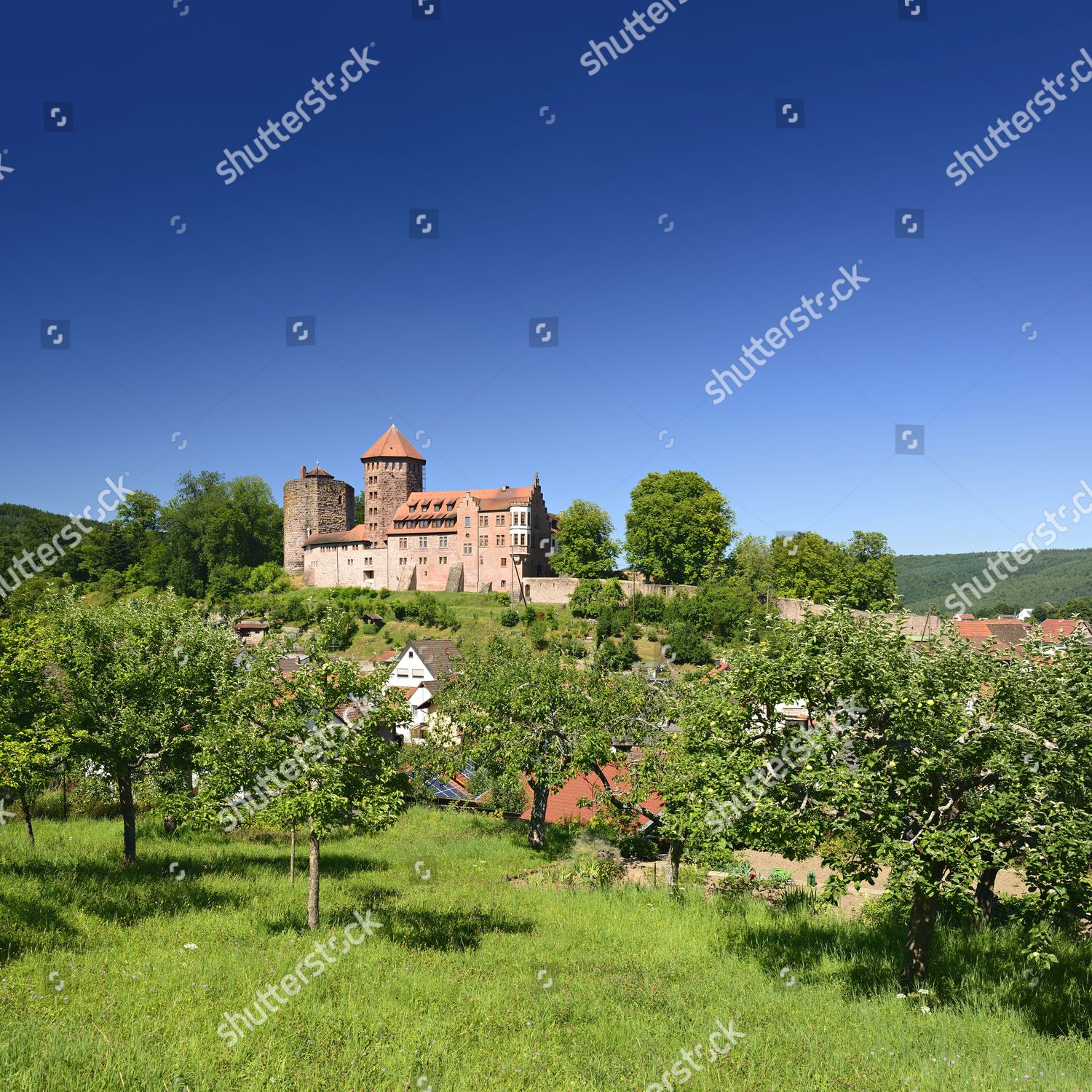 Orchard Burg Rieneck Castle Sinntal Valley Editorial Stock Photo ...