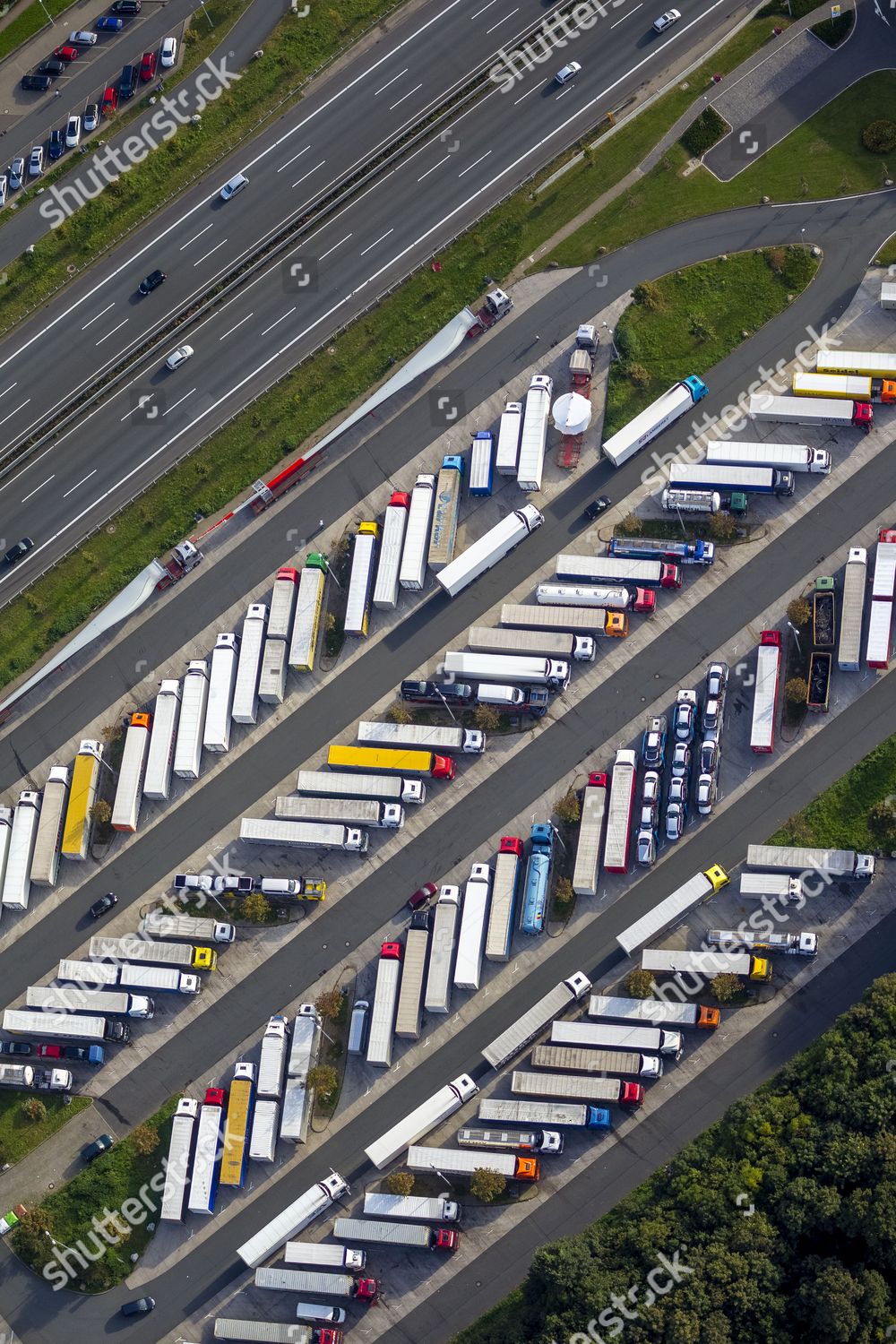 Truck Parking Motorway Service Area Hammrhynern Editorial Stock Photo ...