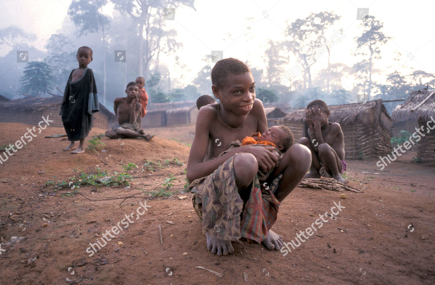 Pygmy Mother Bayaka Clan Nurses Their Editorial Stock Photo - Stock ...