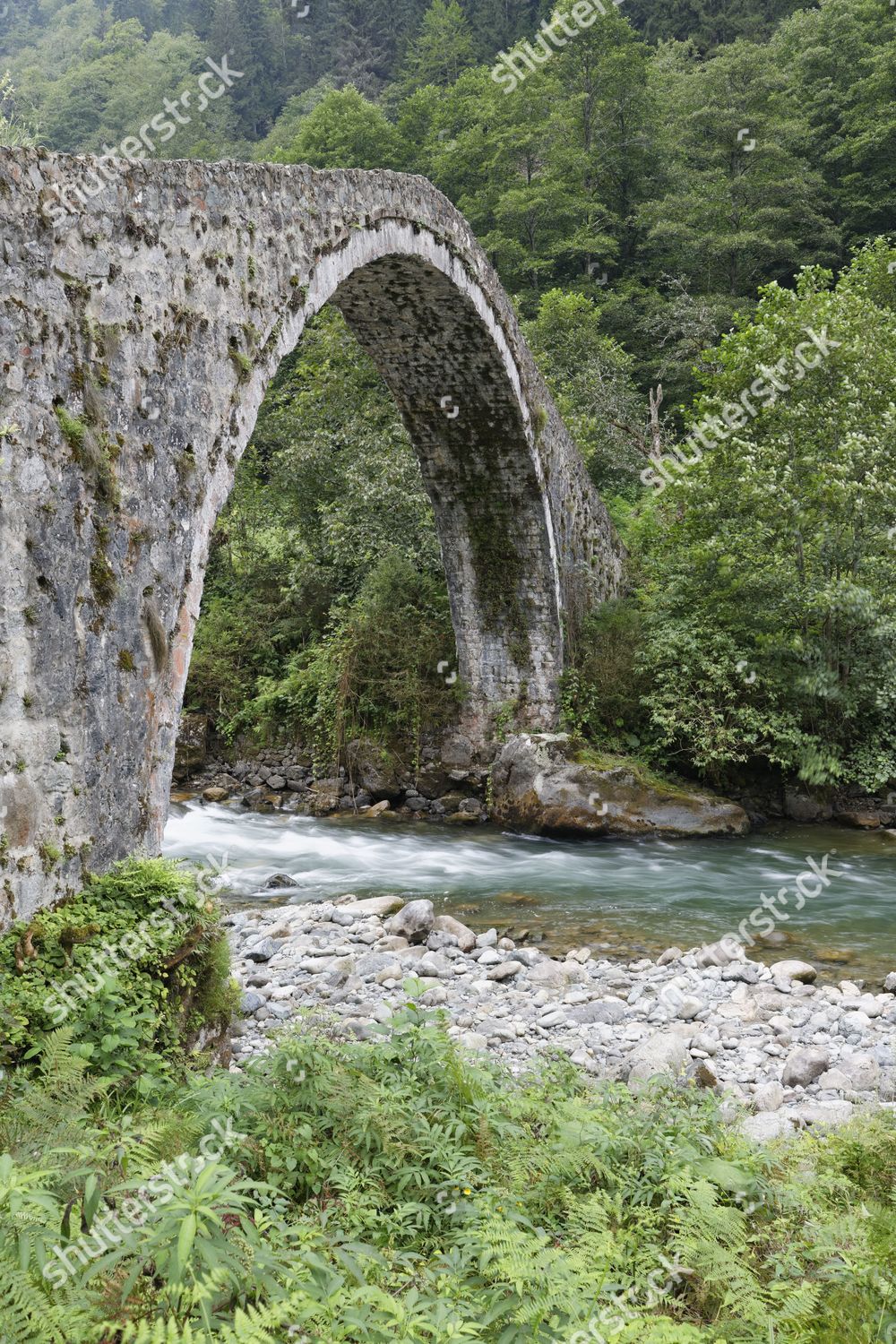 Arch Bridge Over River Firtina Valley Editorial Stock Photo - Stock ...
