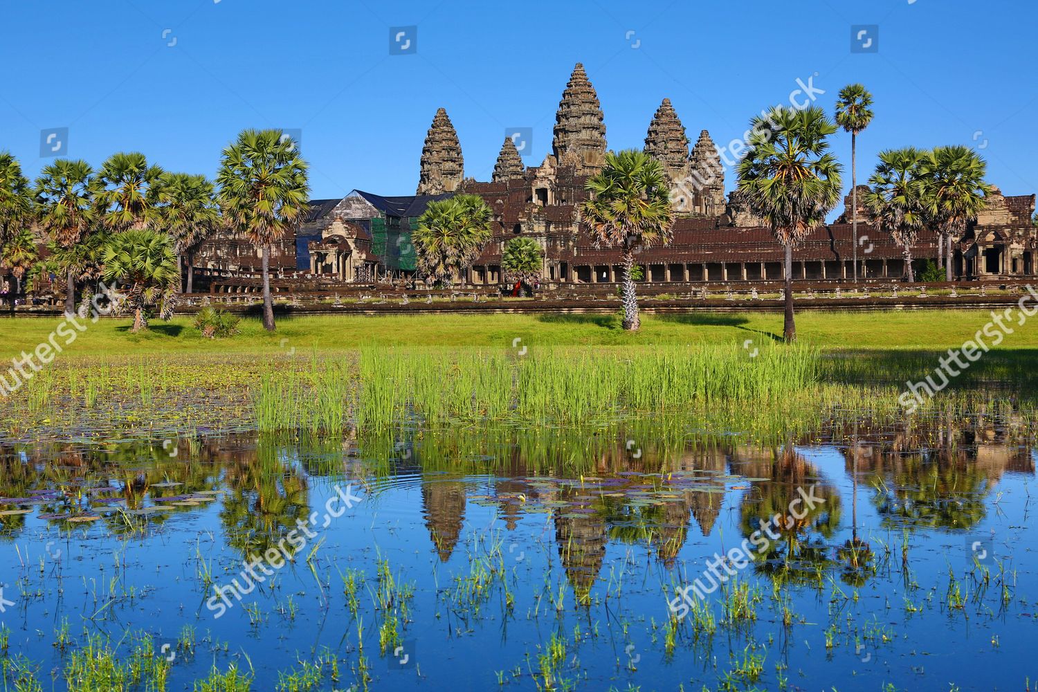 Angkor Wat Temple Reflection Reflecting Pool Editorial Stock Photo ...