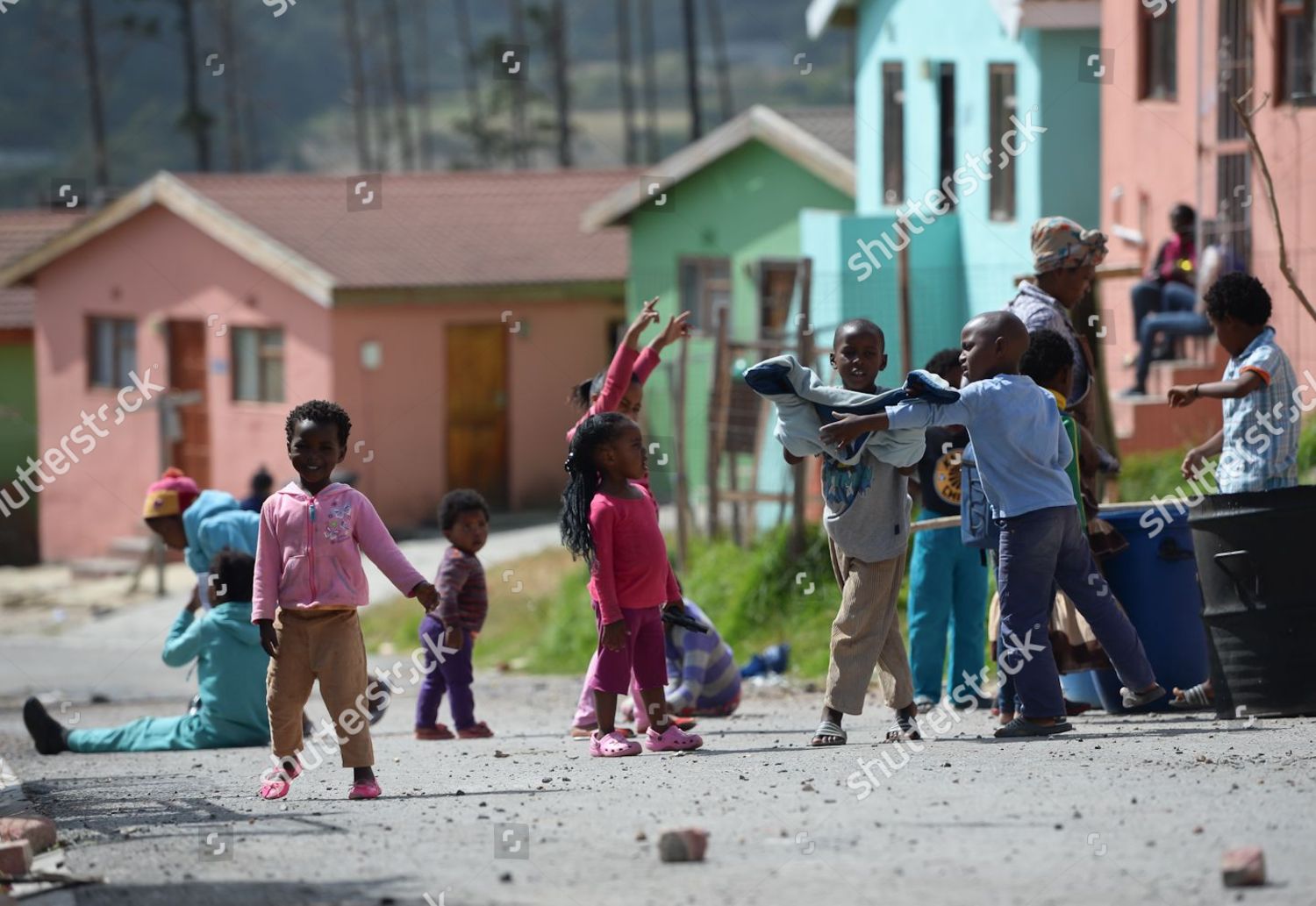 Group Young Children Playing Outside Their Editorial Stock Photo ...