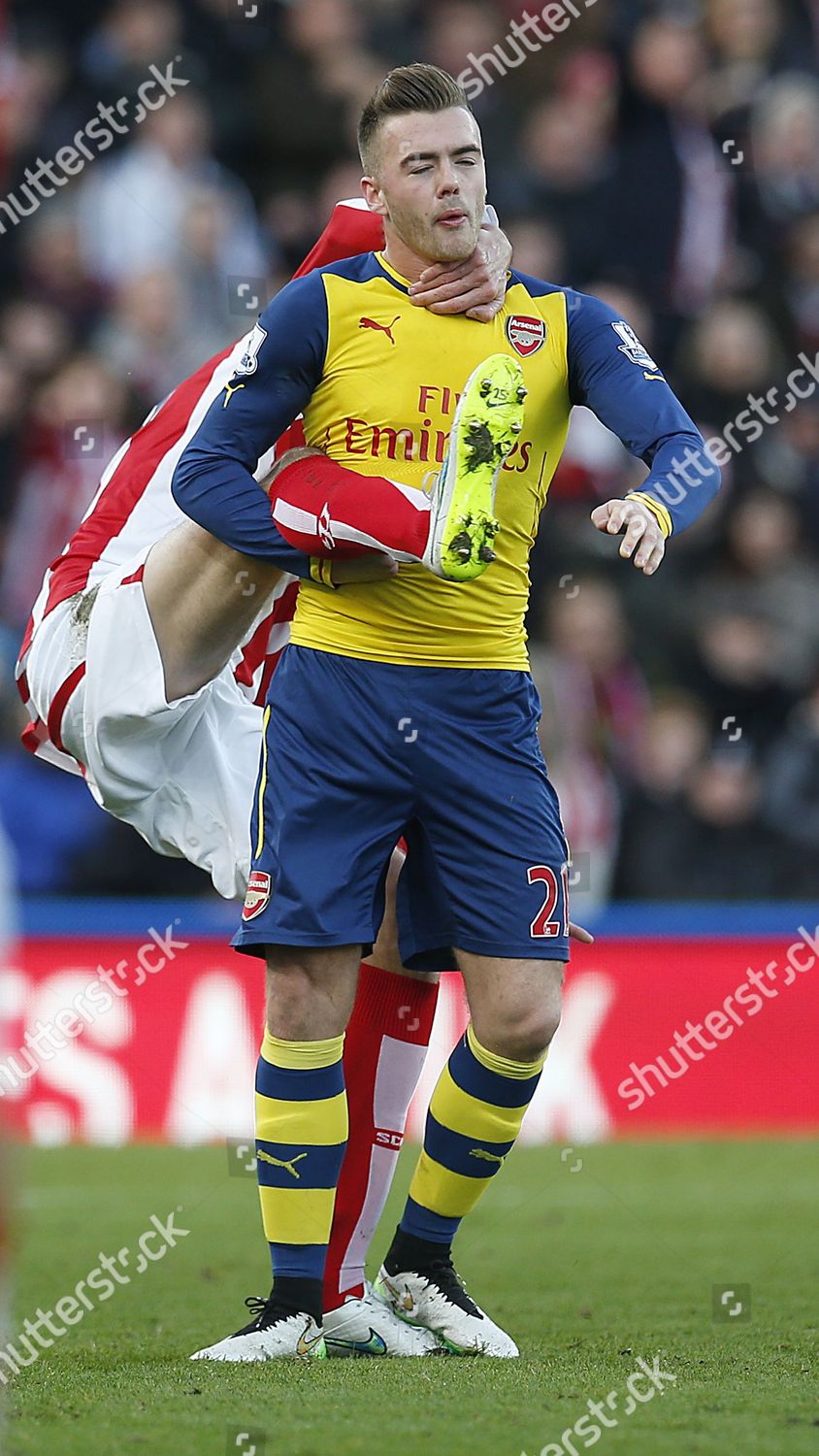 Peter Crouch Arsenals Calum Chambers Battle Editorial Stock Photo ...