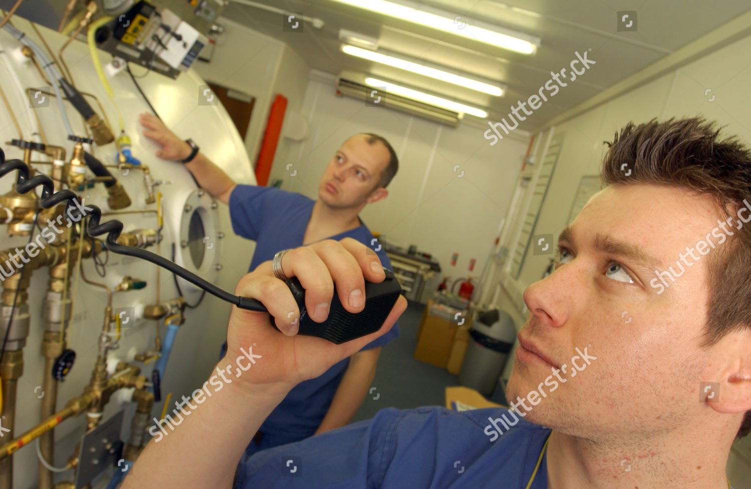 Hyperbaric Technologist Speaks Patient Chamber Through Editorial Stock ...