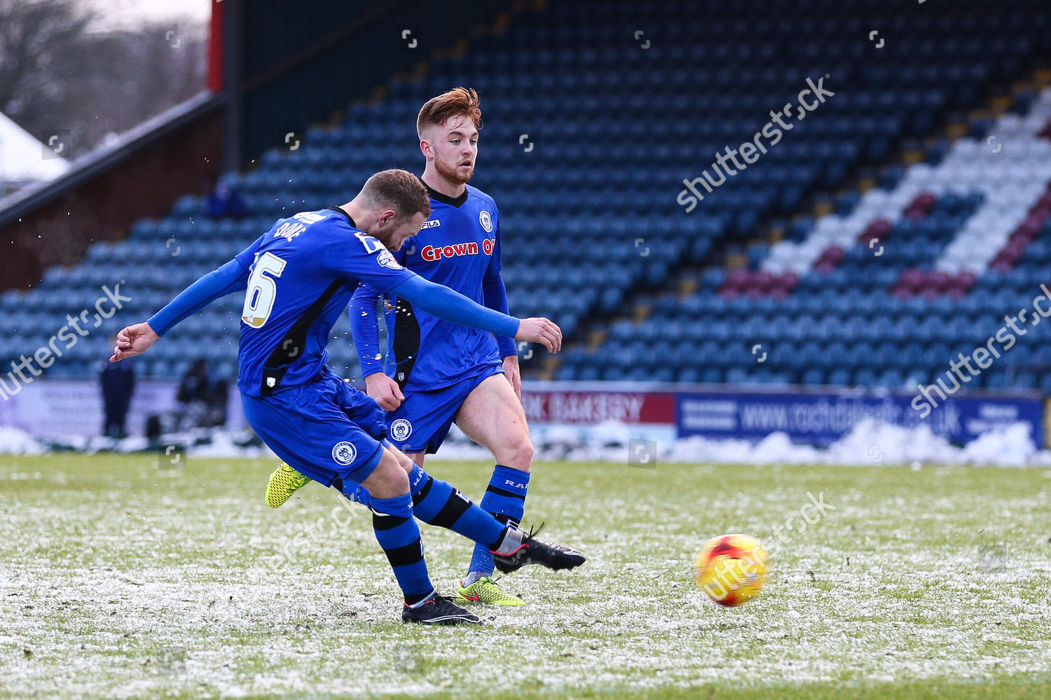 Rochdales Matt Done Fires Free Kick Editorial Stock Photo - Stock Image ...