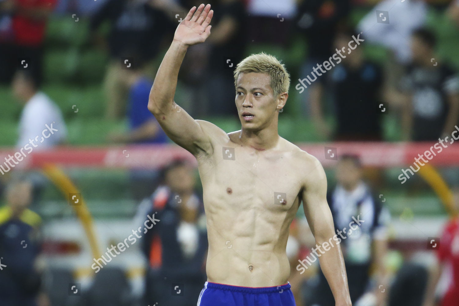 Shirtless Keisuke Honda Waves Towards Crowd Editorial Stock Photo - Stock Image | Shutterstock