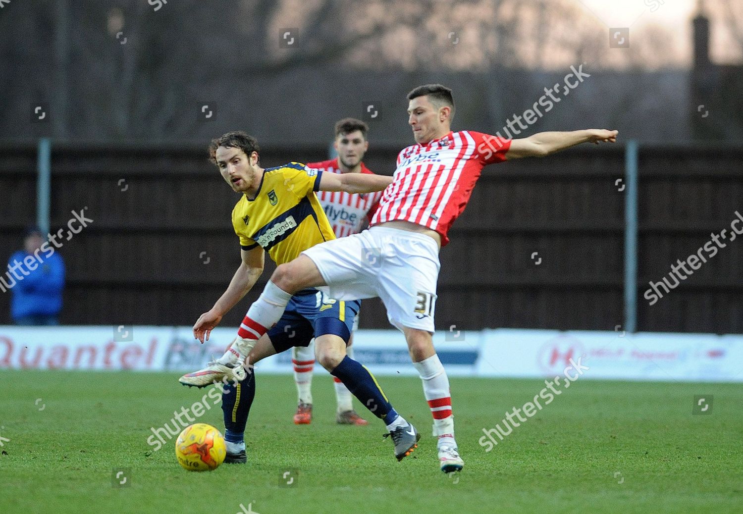 Exeter Citys Graham Cummins Challenged By Editorial Stock Photo - Stock ...