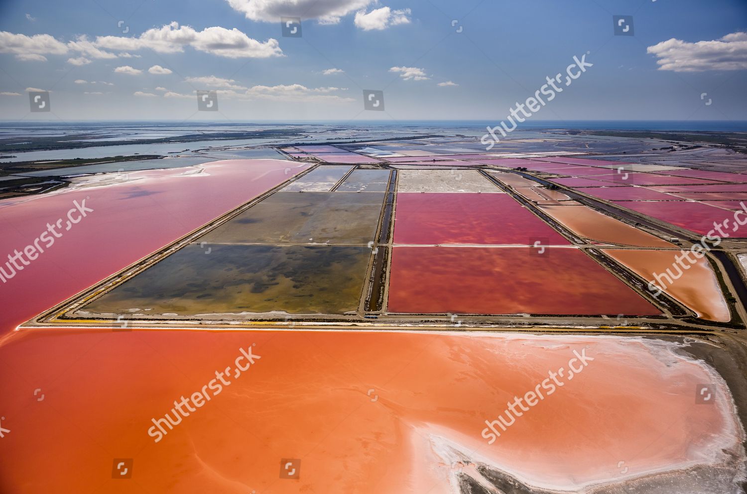 Aerial View Salt Pans Red Salt Editorial Stock Photo - Stock Image ...