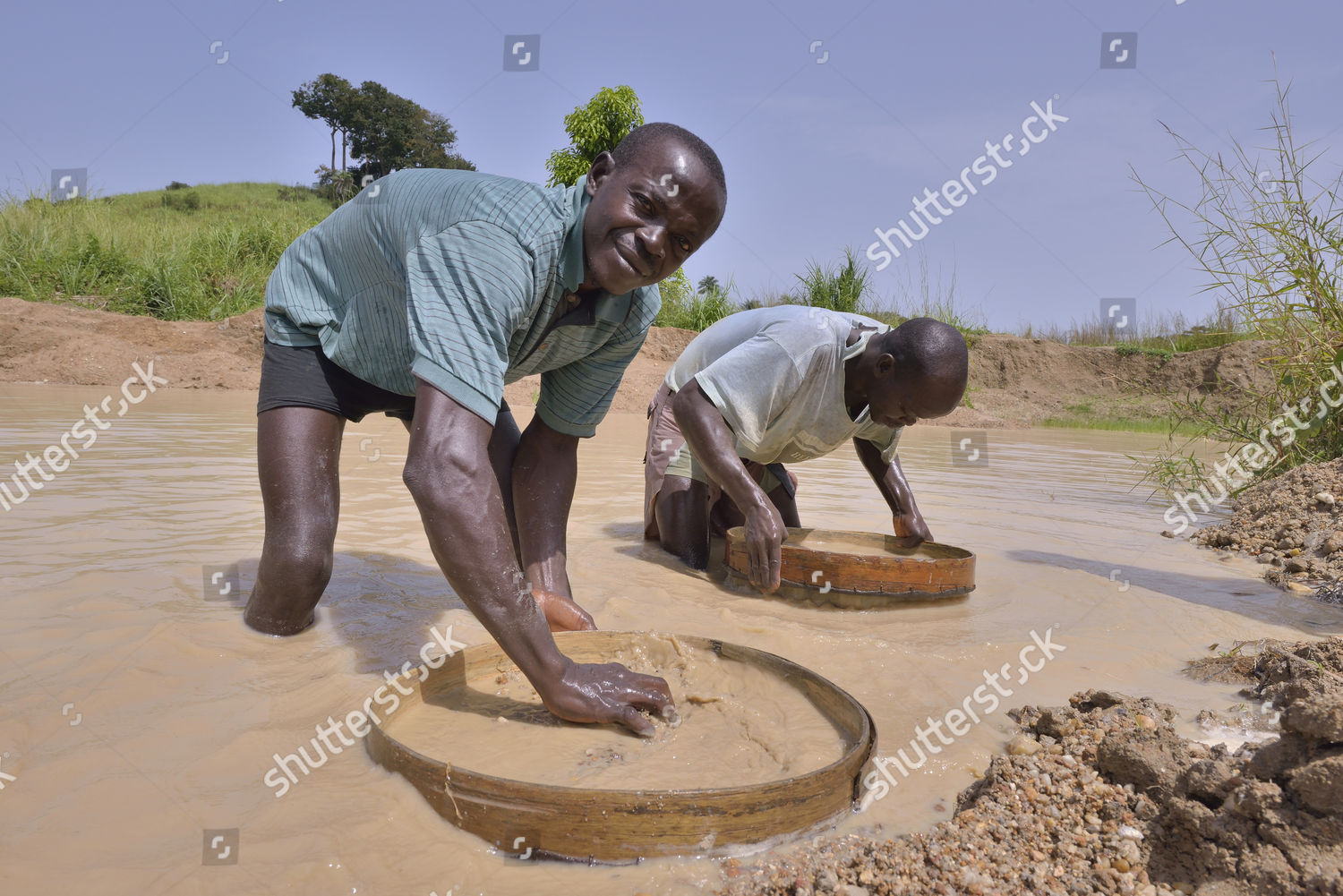 Diamond Hunters Searching Diamonds Mine Sieves Editorial Stock Photo ...