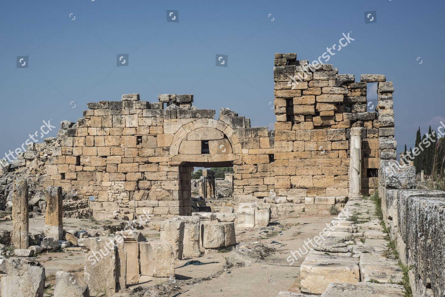 Byzantine Gate Arcade Street Hierapolis Ancient Editorial Stock Photo ...