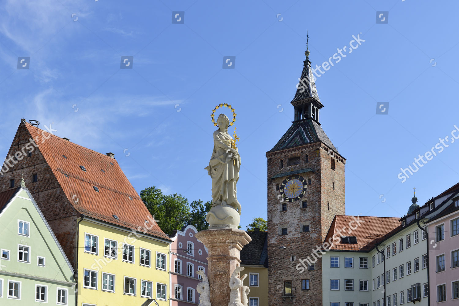 Marienbrunnen Marys Fountain Schmalzturm Tower Main Editorial Stock ...