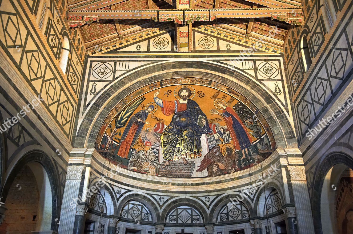 Medieval Romanesque Style Byzantine Mosaic Christ Editorial Stock Photo ...