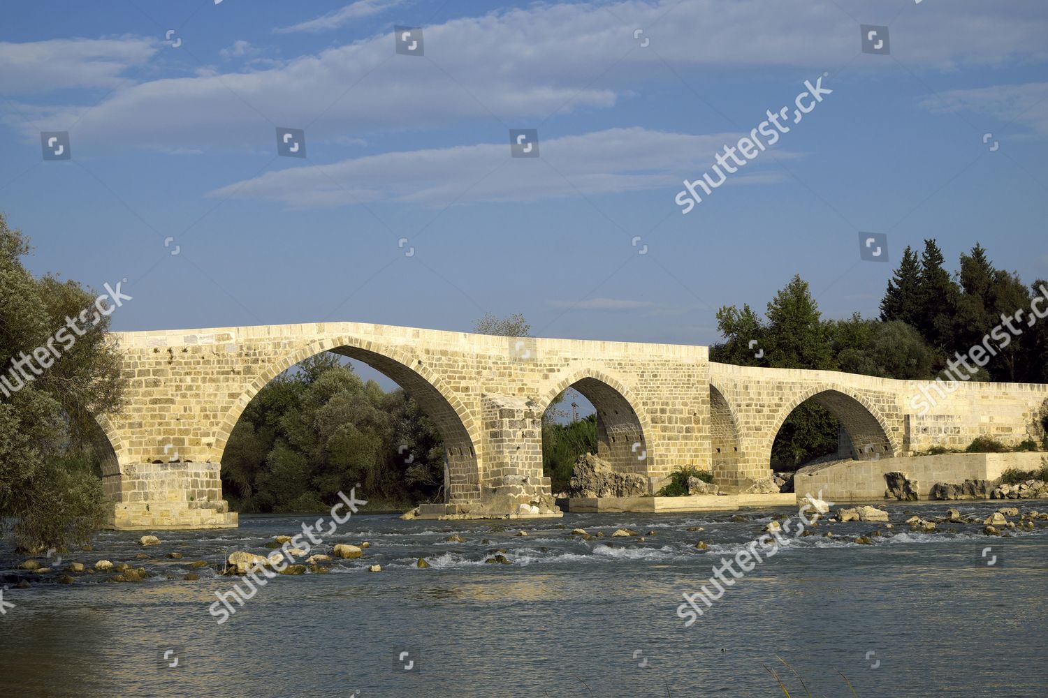 Reconstructed Roman Bridge Over River Ancient Editorial Stock Photo ...