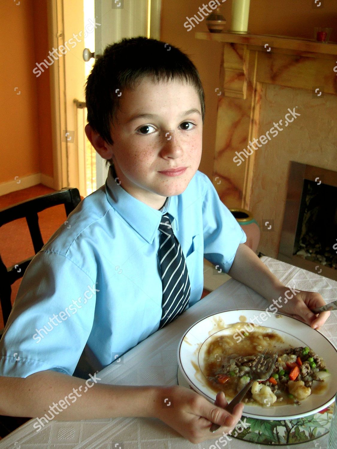 Boy Eating Dinner Model Released Editorial Stock Photo - Stock Image ...