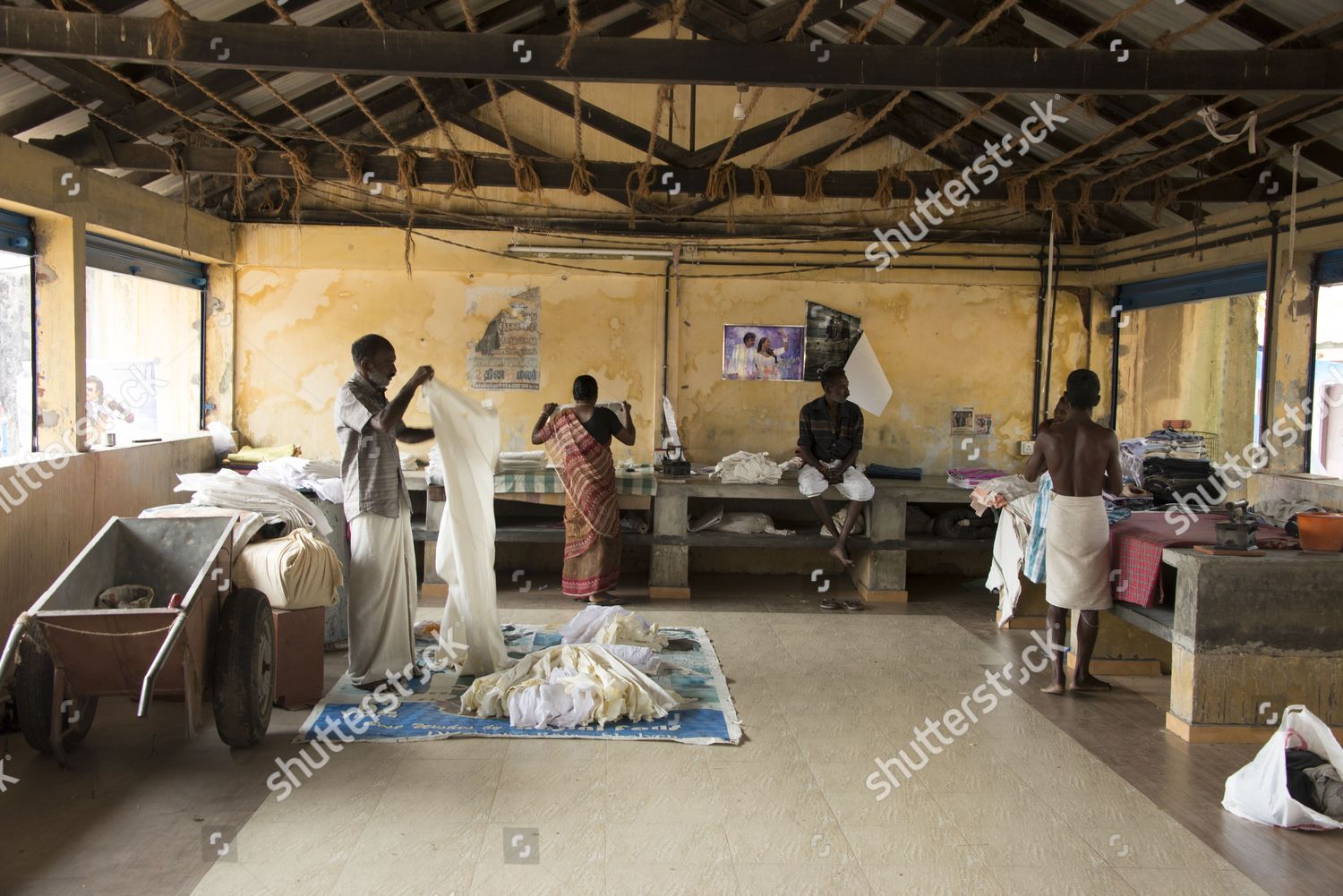 Employees Sorting Out Linen Large Laundry Editorial Stock Photo - Stock ...