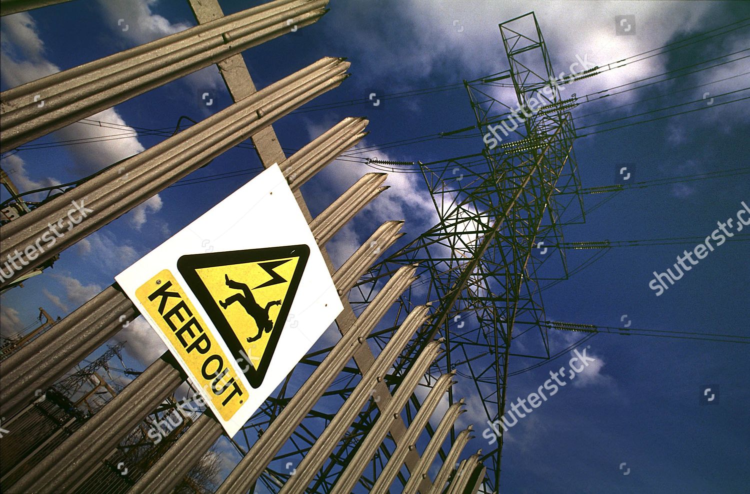 Warning Sign Pylon Near Electricity Works Editorial Stock Photo - Stock ...