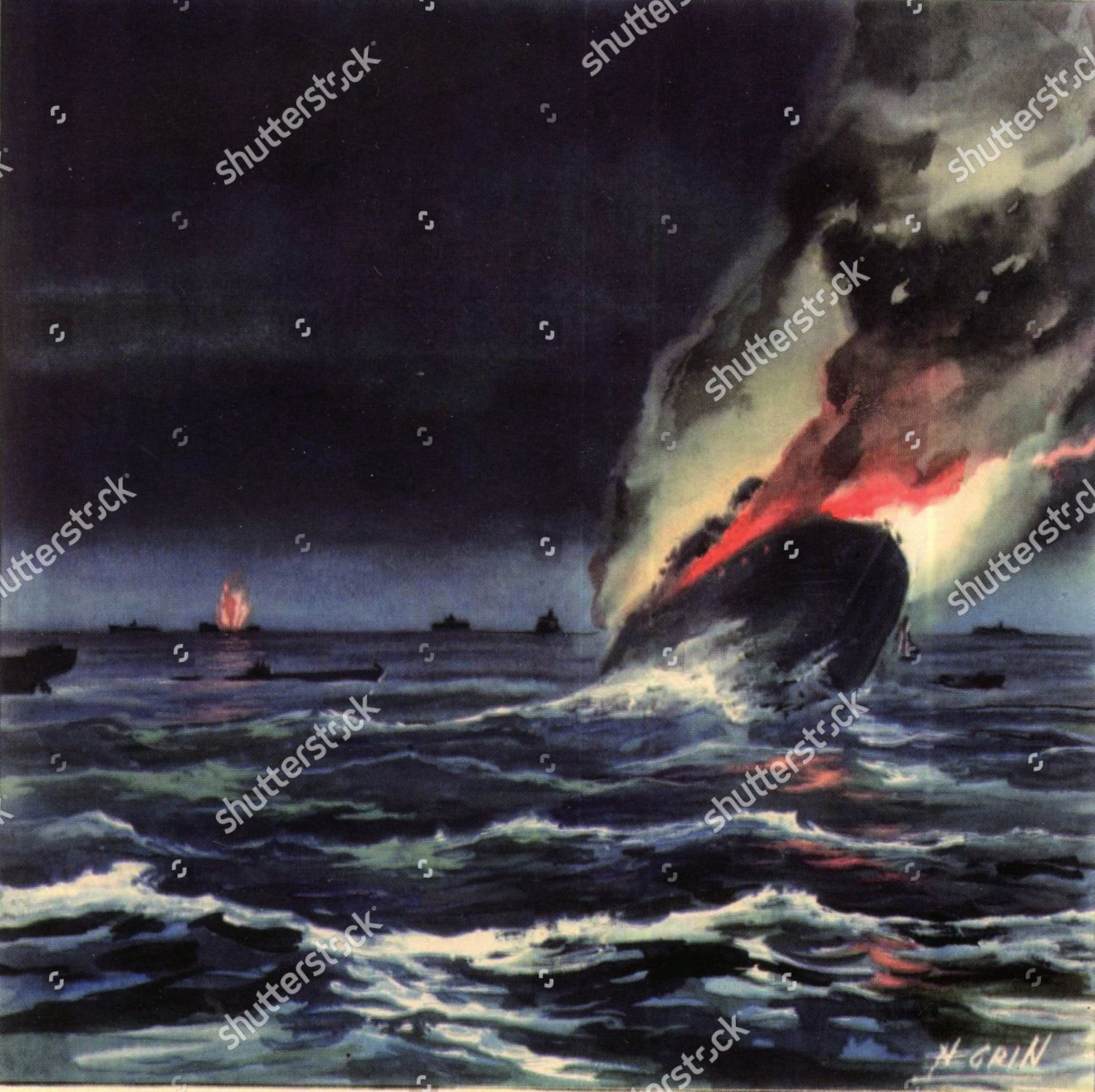 Illustration World War Ii War Sea Editorial Stock Photo - Stock Image ...