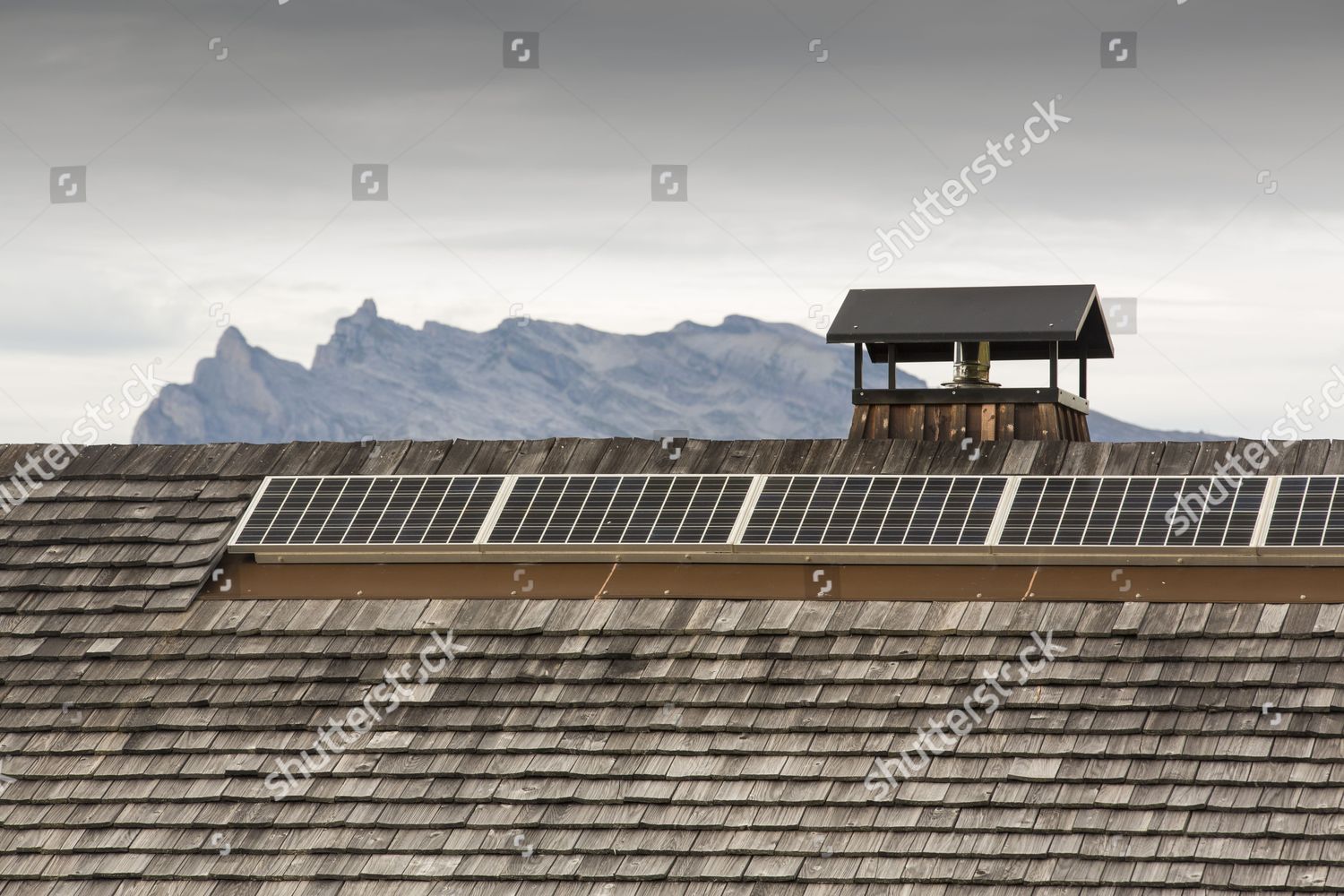 Solar Panels On Mountain Huts Chalet Editorial Stock Photo - Stock ...