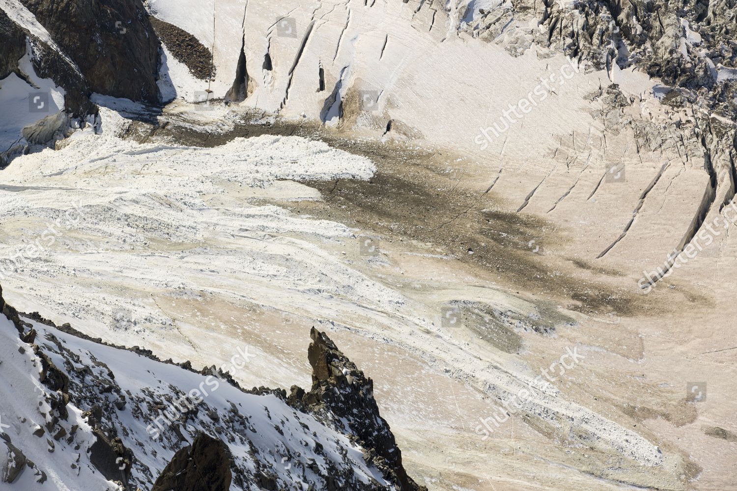 Mont Blanc Avalanche Debris Above Chamonix Editorial Stock Photo ...