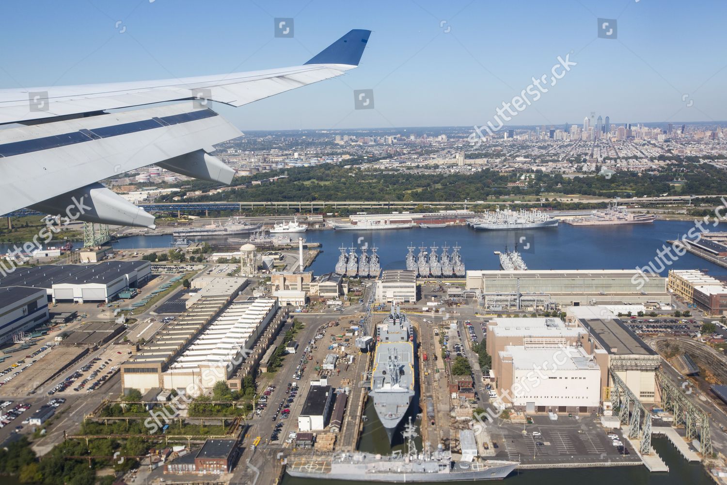 Flying Over Naval Base Philadelphia Warships Editorial Stock Photo ...