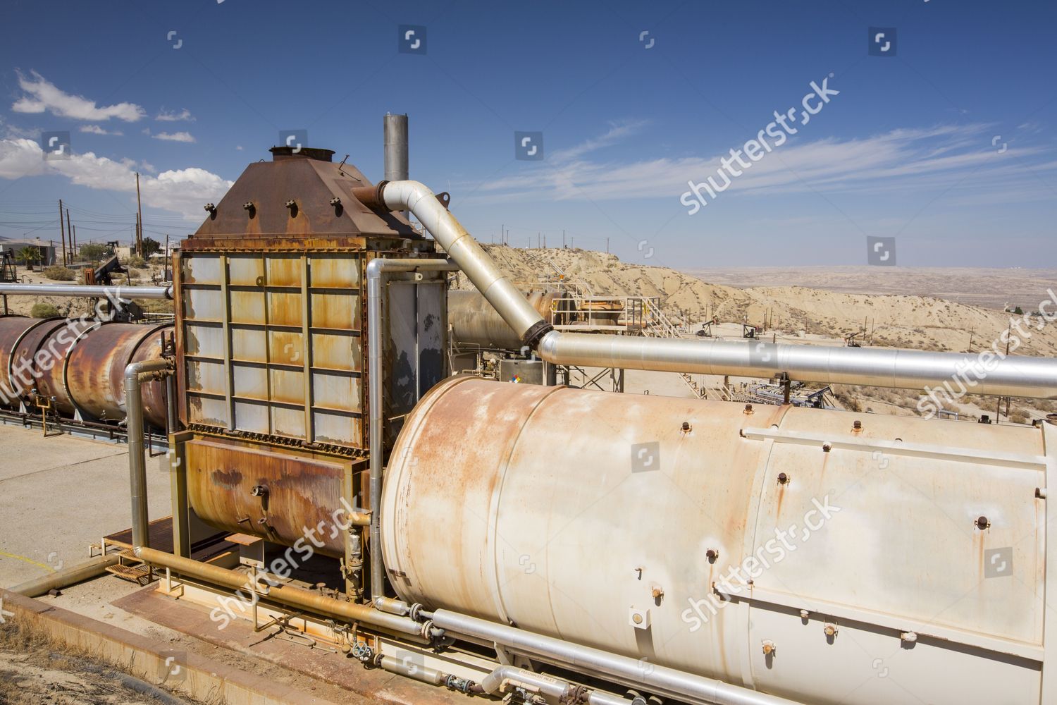 Steam Equipment Midway Sunset Oilfield Near Editorial Stock Photo ...