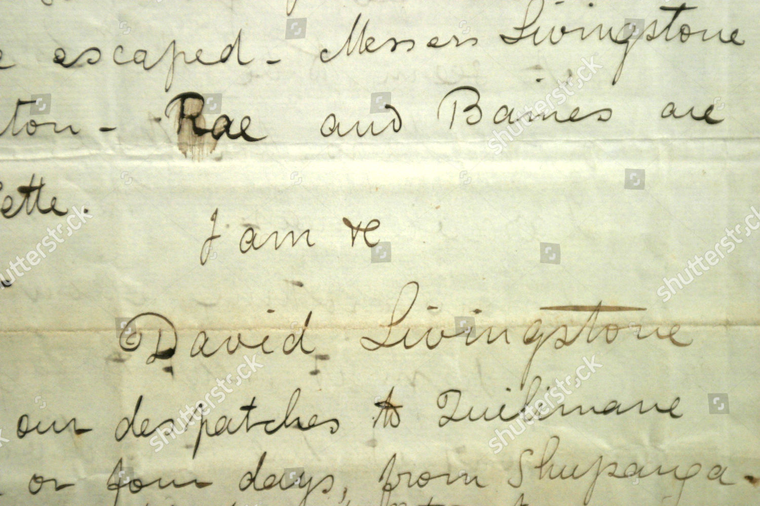 Letter Written By Dr David Livingstone Editorial Stock Photo - Stock ...