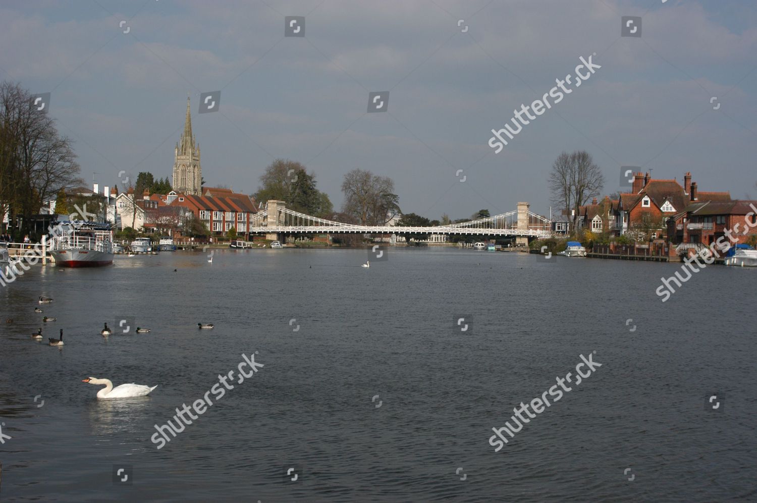 Marlow Suspension Bridge All Saints Church Editorial Stock Photo ...