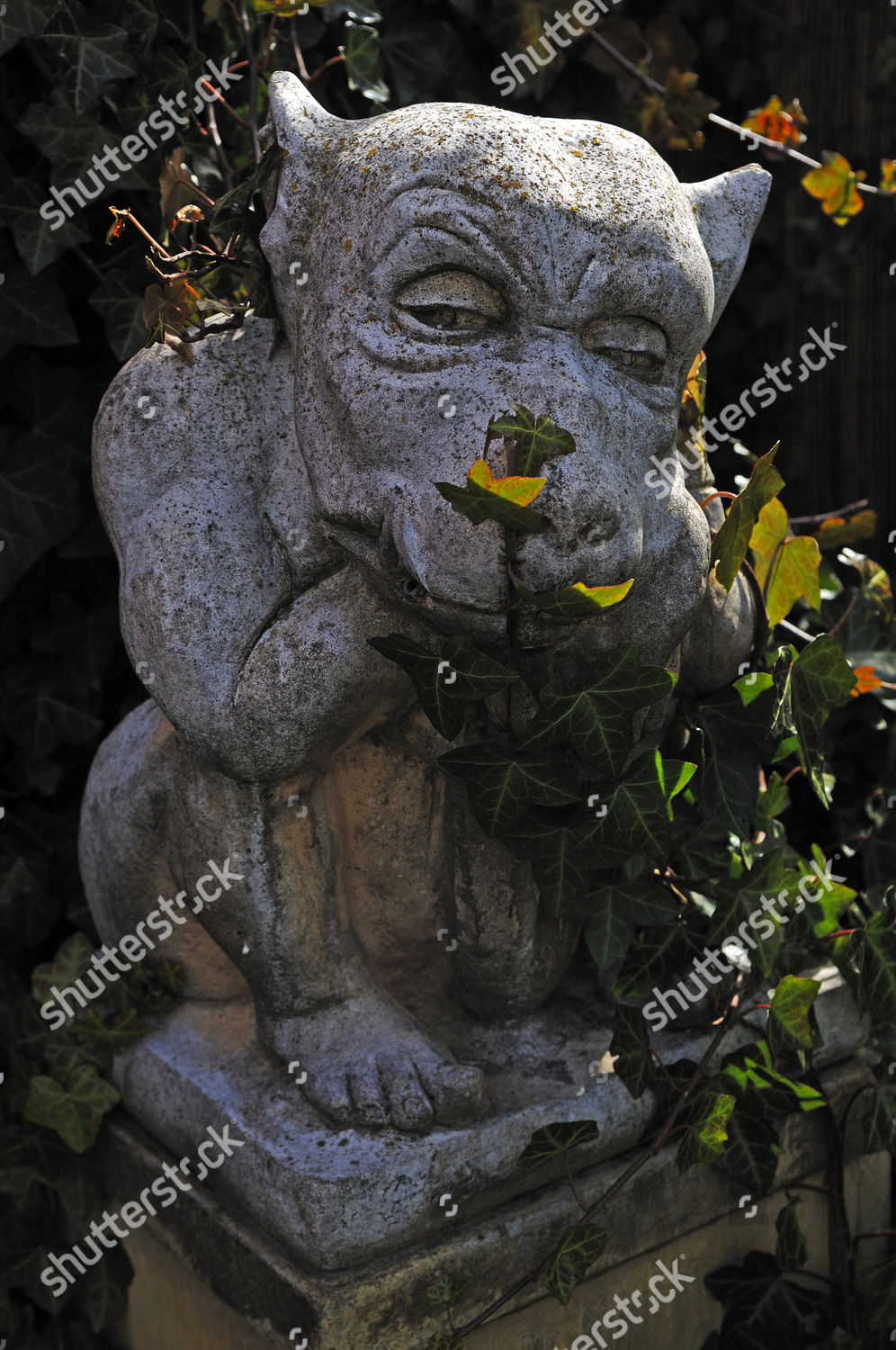 Ivy Overgrown Garden Sculpture Gargoyle Serving Editorial Stock Photo ...