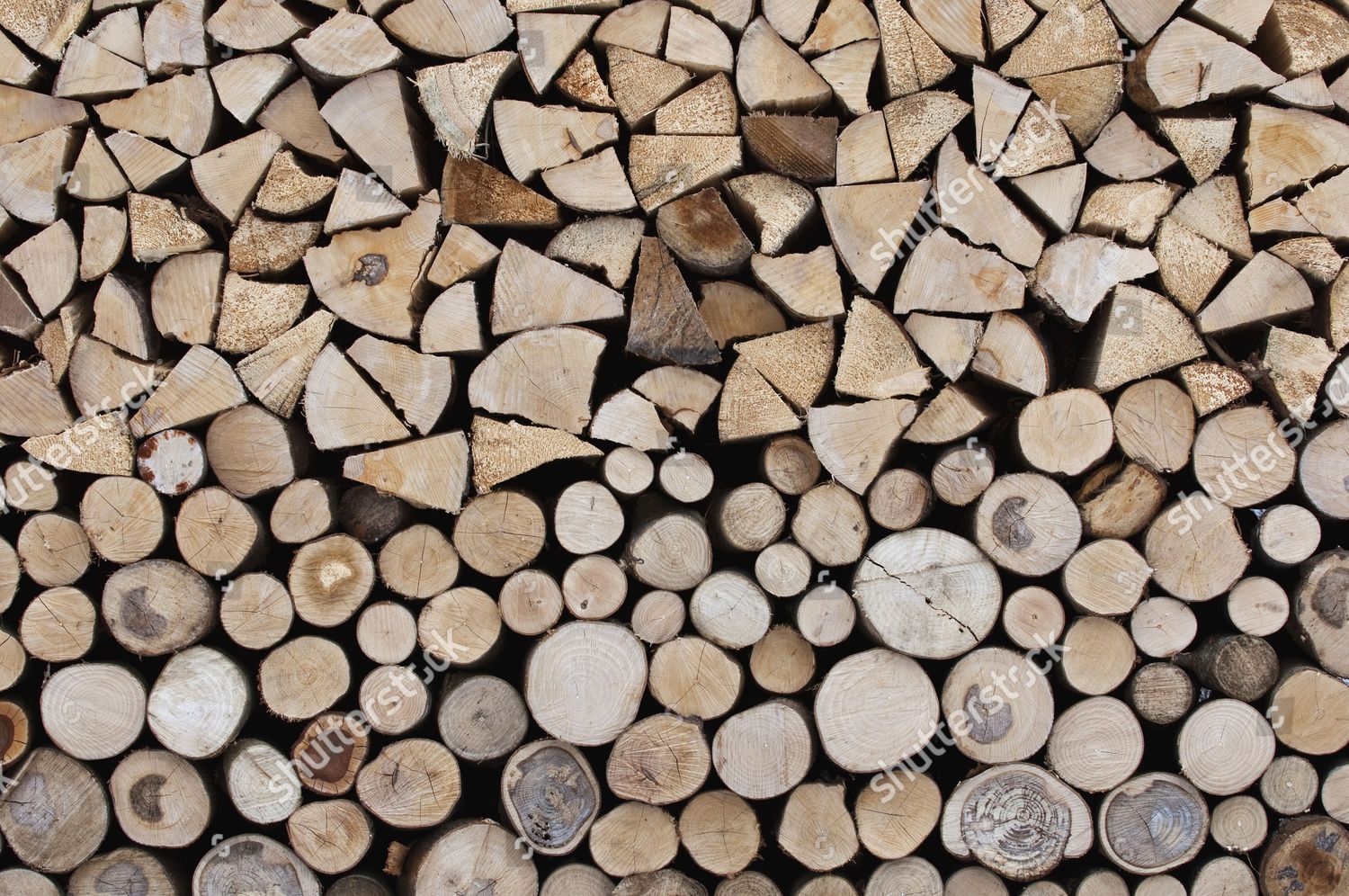 Firewood Stacked Roundwood Logs On Top Editorial Stock Photo - Stock ...