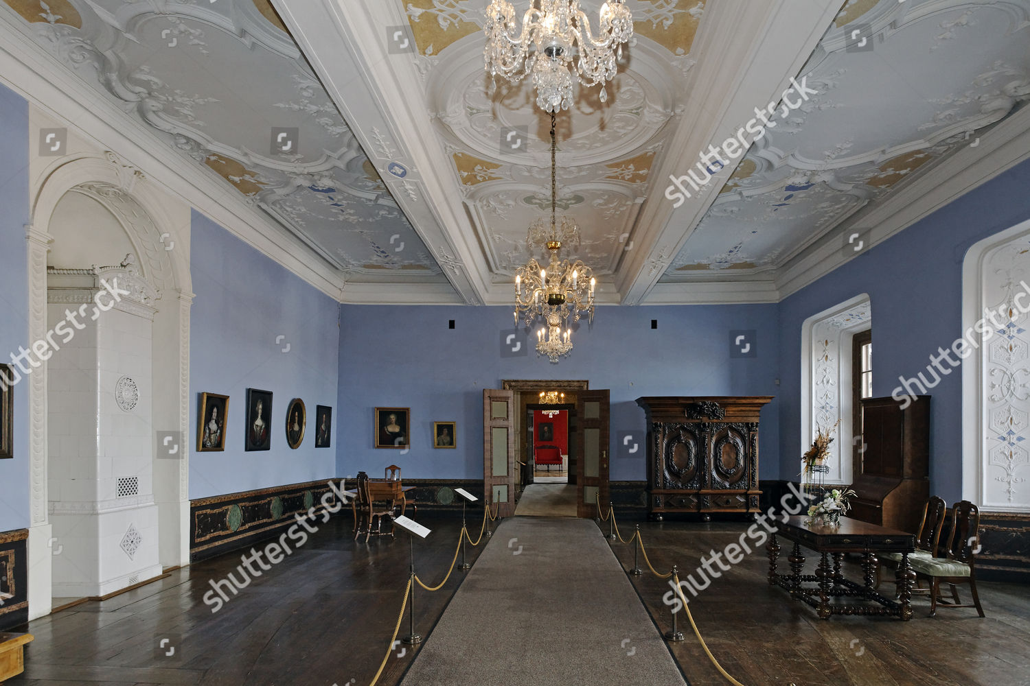 Baroque Hall Stuccoed Ceiling Blue Saloon Editorial Stock Photo - Stock ...
