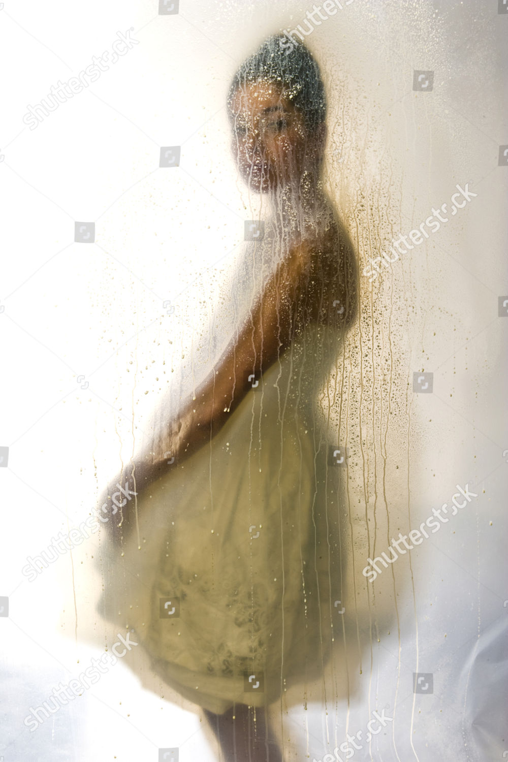 Model Released Woman Behind Frosted Glass Editorial Stock Photo - Stock ...