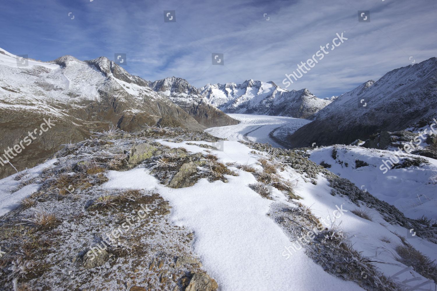 Aletschgletscher Glacier Early Winter Unesco World Editorial Stock ...