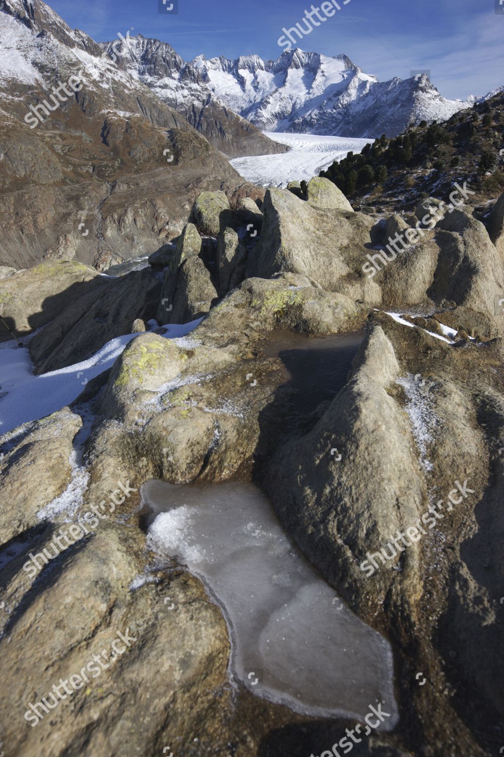 Aletschgletscher Glacier Early Winter Unesco World Editorial Stock ...