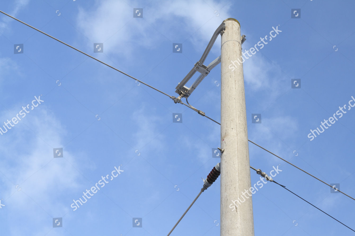Overhead Line Railway Track Front Blue Editorial Stock Photo - Stock ...