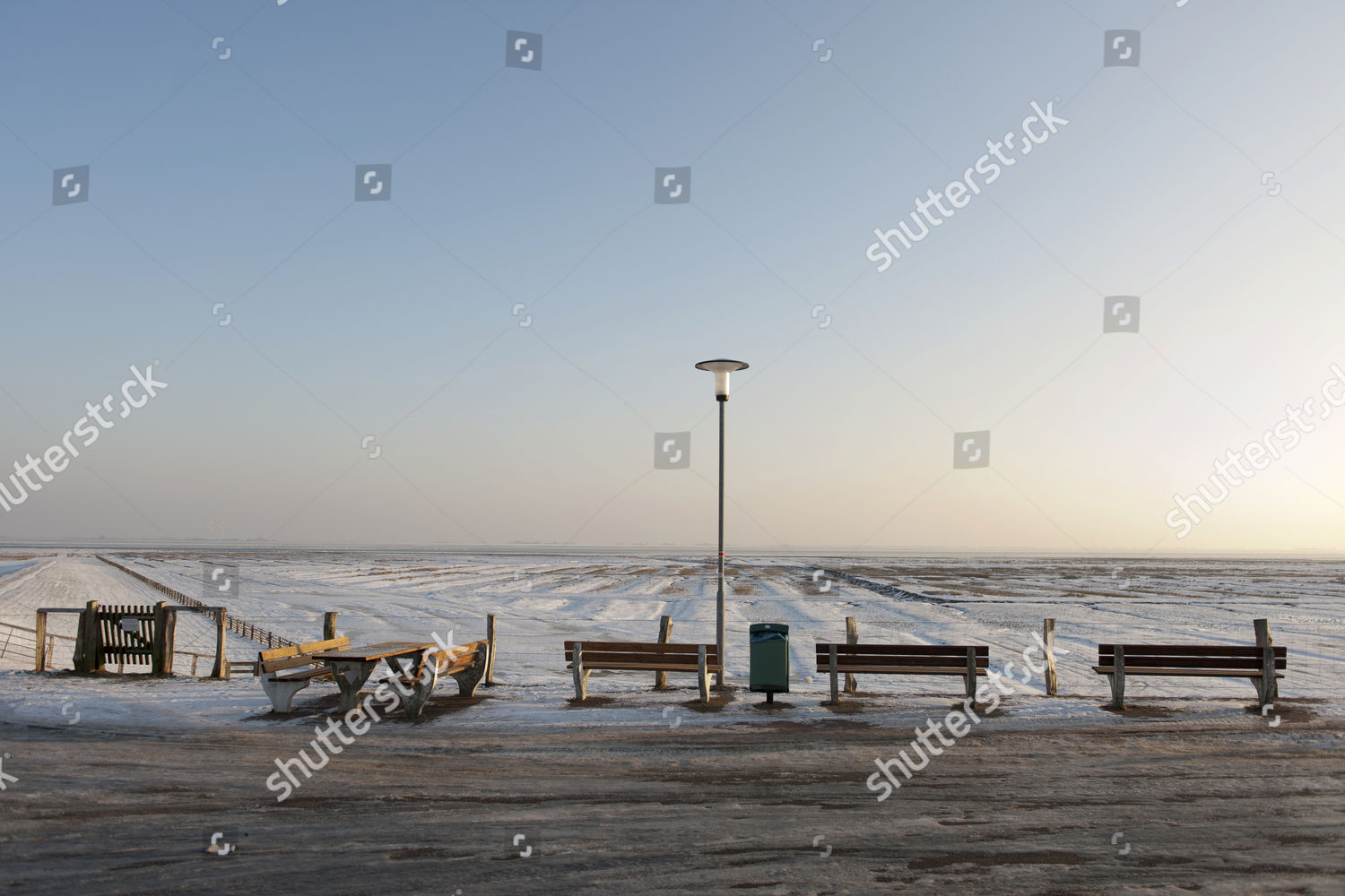 Snowcovered Land On Seaward Side Dyke Editorial Stock Photo - Stock ...