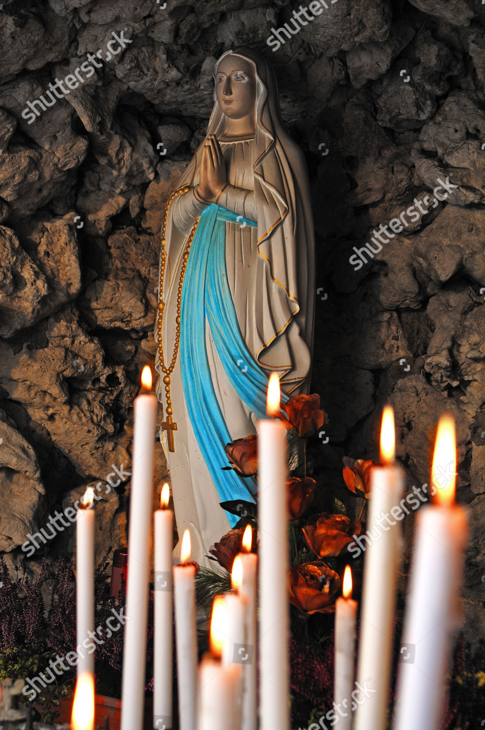 Devotional Grotto Madonna Votive Candles Courtyard Editorial Stock ...