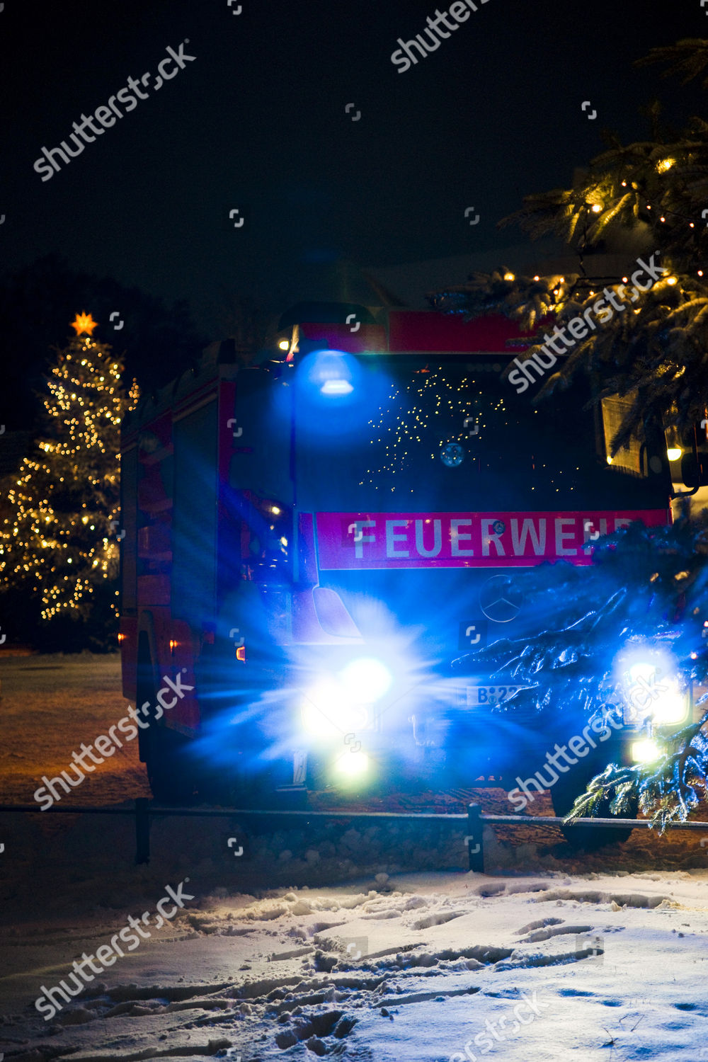 Firefighting Operations German Feuerwehr Christmas Time Editorial Stock ...