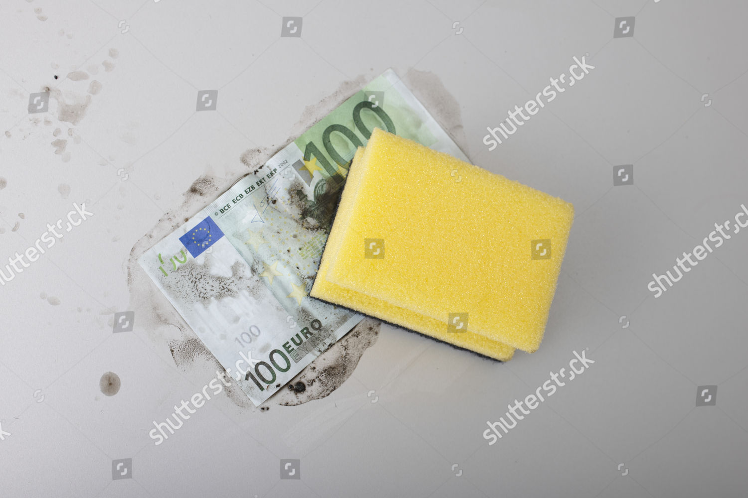 Banknote Being Cleaned Sponge Symbolic Image Editorial Stock Photo ...