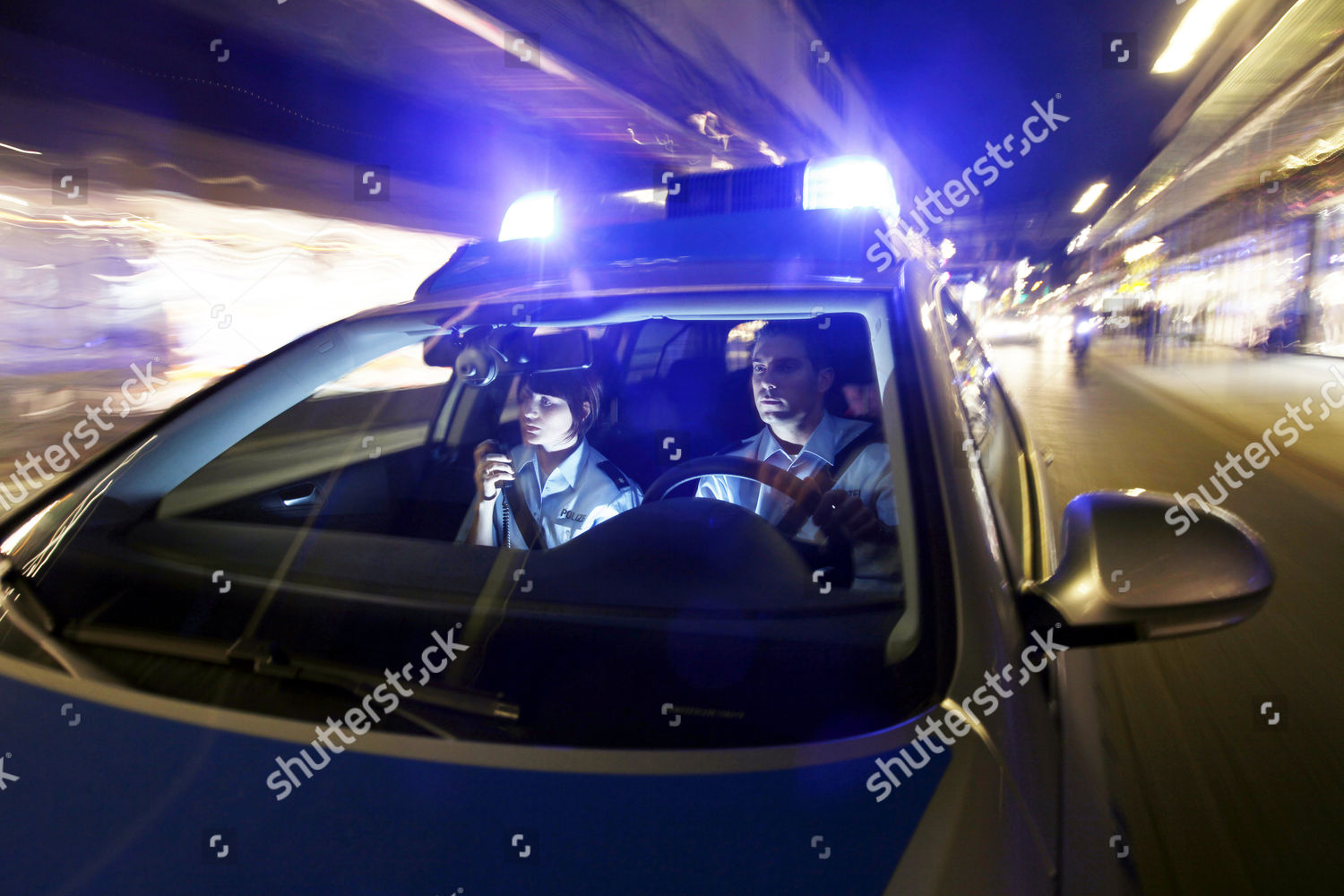 Police Patrol Car Driving Flashing Lights Editorial Stock Photo - Stock ...